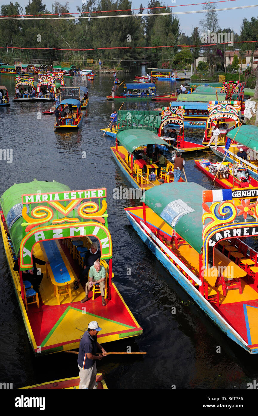 Colourful boats of Xochimilco, Mexico City Stock Photo - Alamy