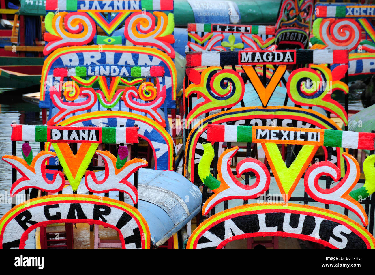 Colourful boats of Xochimilco, Mexico City Stock Photo - Alamy