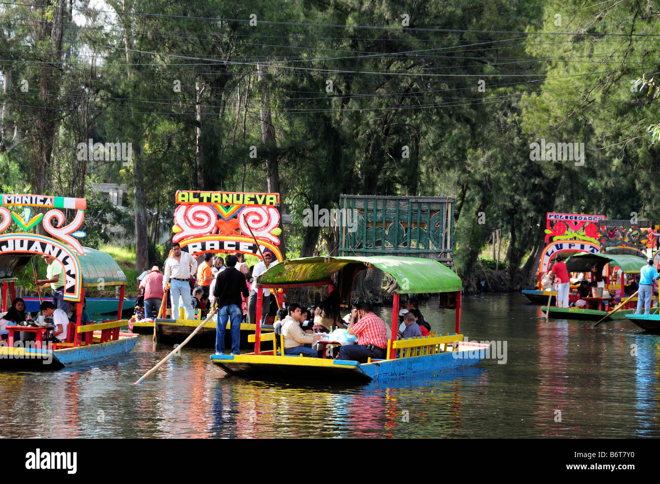 Colourful boats of Xochimilco, Mexico City Stock Photo - Alamy