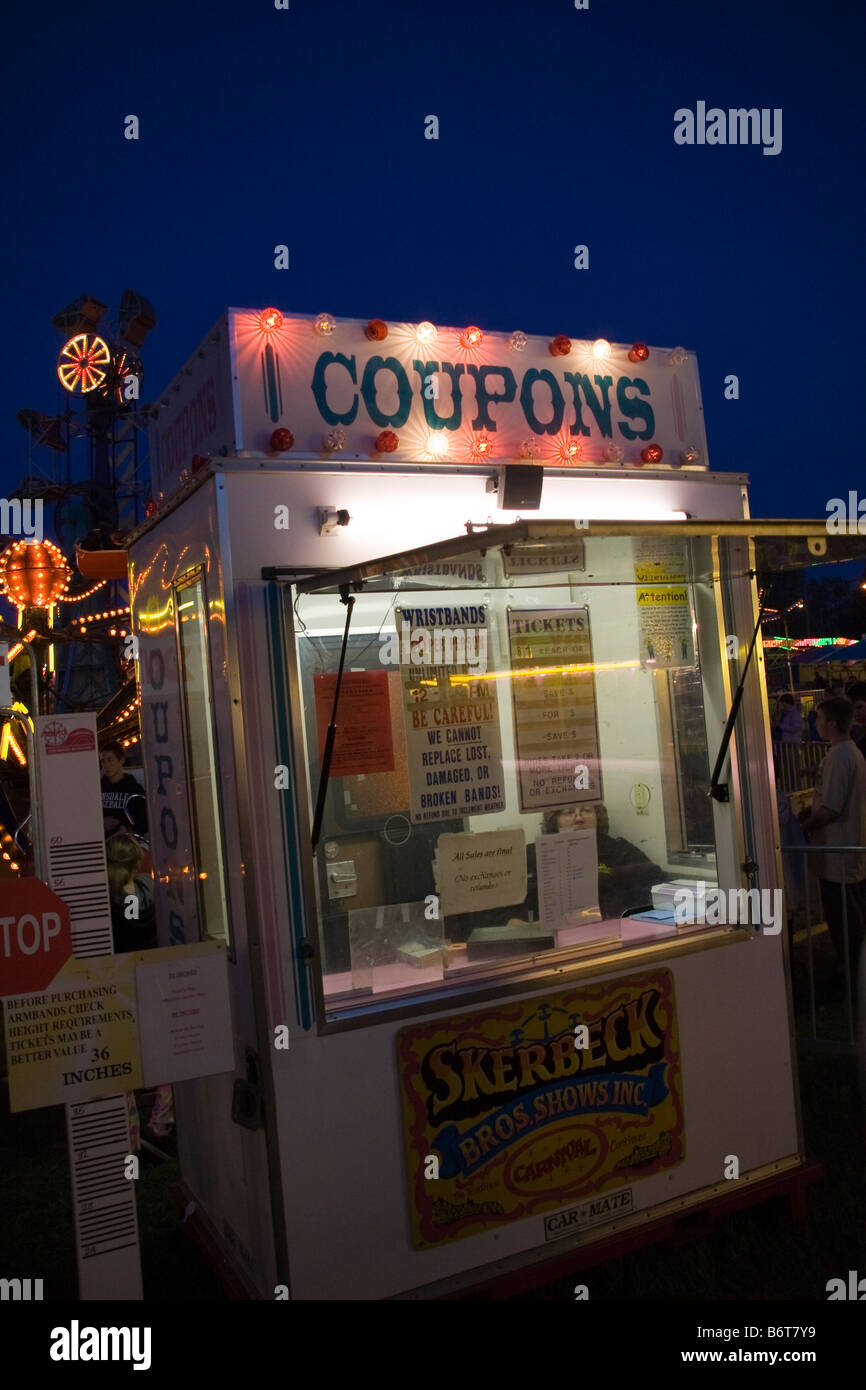 Carnival Sign Food Coupon Nighttime Carnival Coupon Booth With Bright