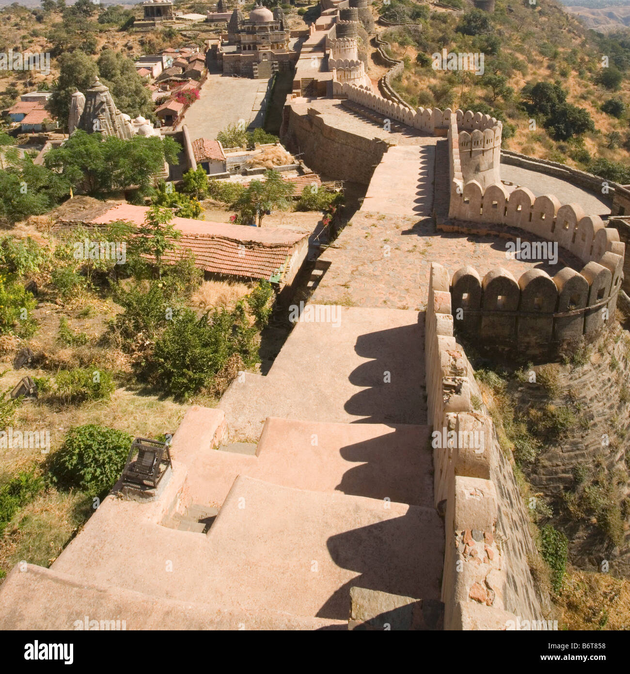 Wall of a fort, Kumbhalgarh Fort, Rajsamand District, Rajasthan, India ...