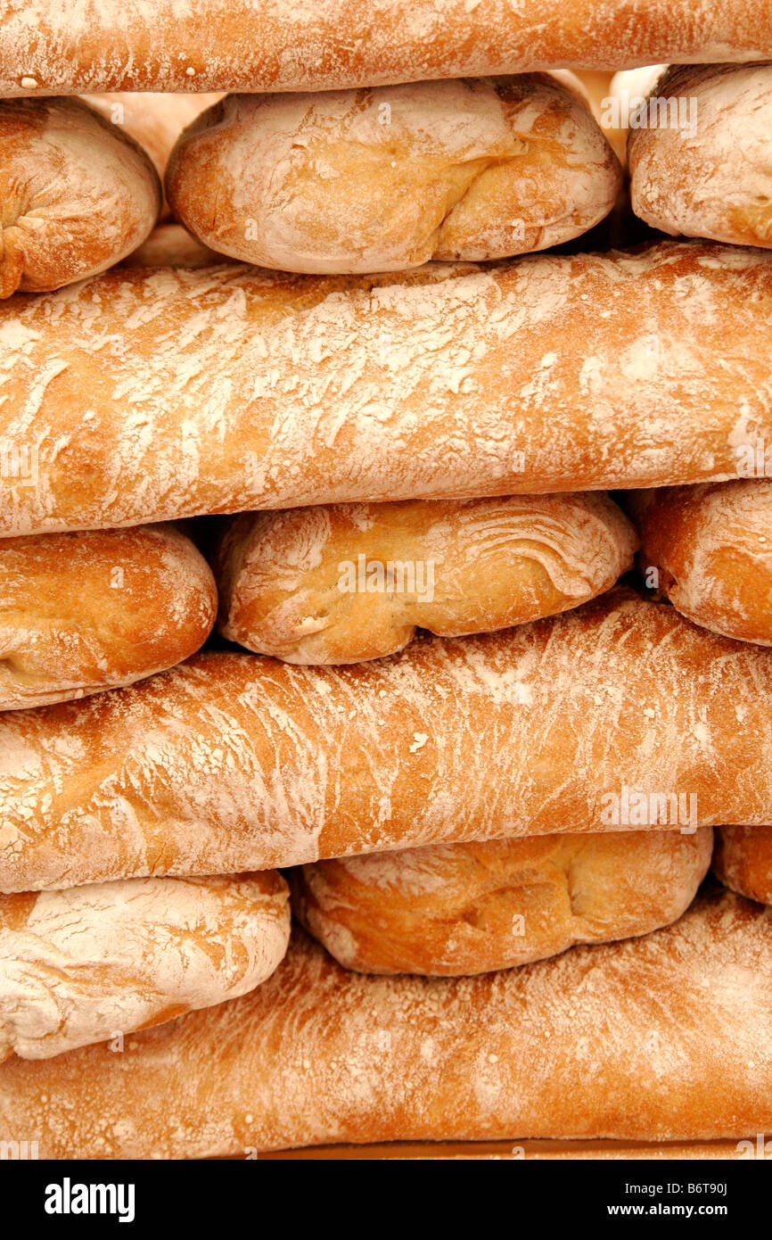 Stacks of Ciabatta bread Stock Photo - Alamy