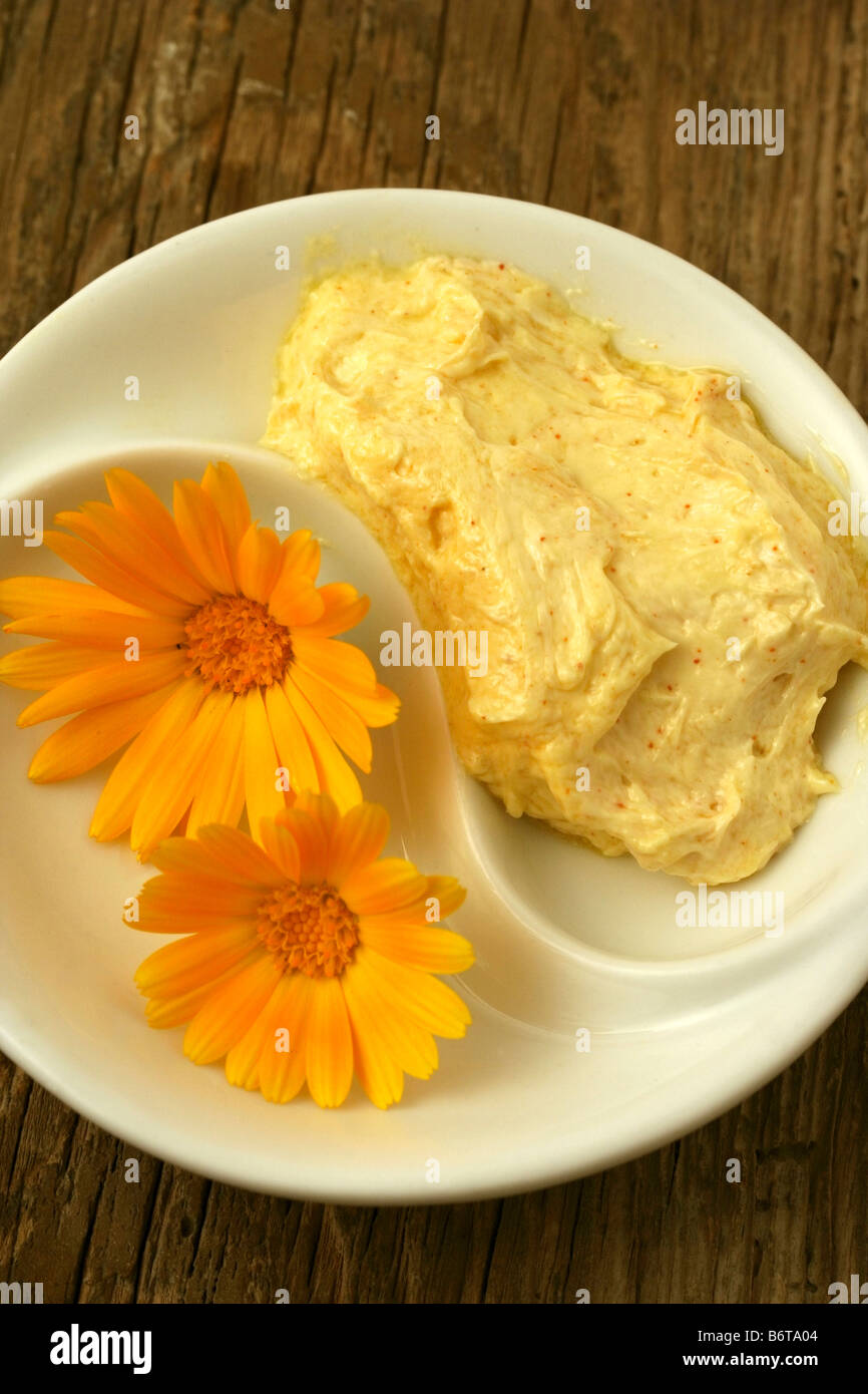 Marigold cream Calendula officinalis Stock Photo - Alamy