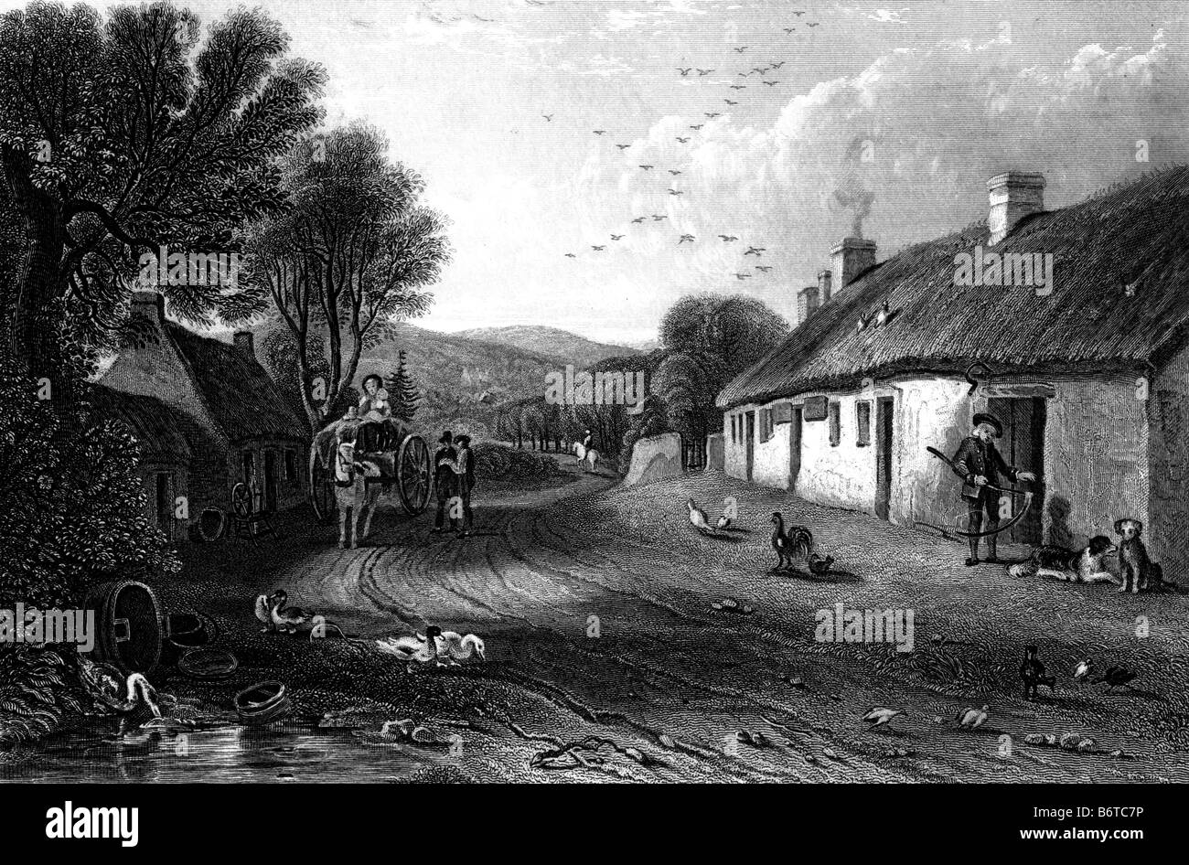 Burns cottage engraving david octavius hi-res stock photography and ...