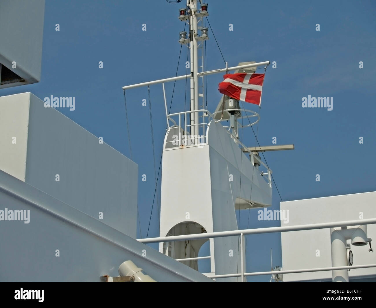 flag of Denmark blowing at a ferry ship Stock Photo - Alamy