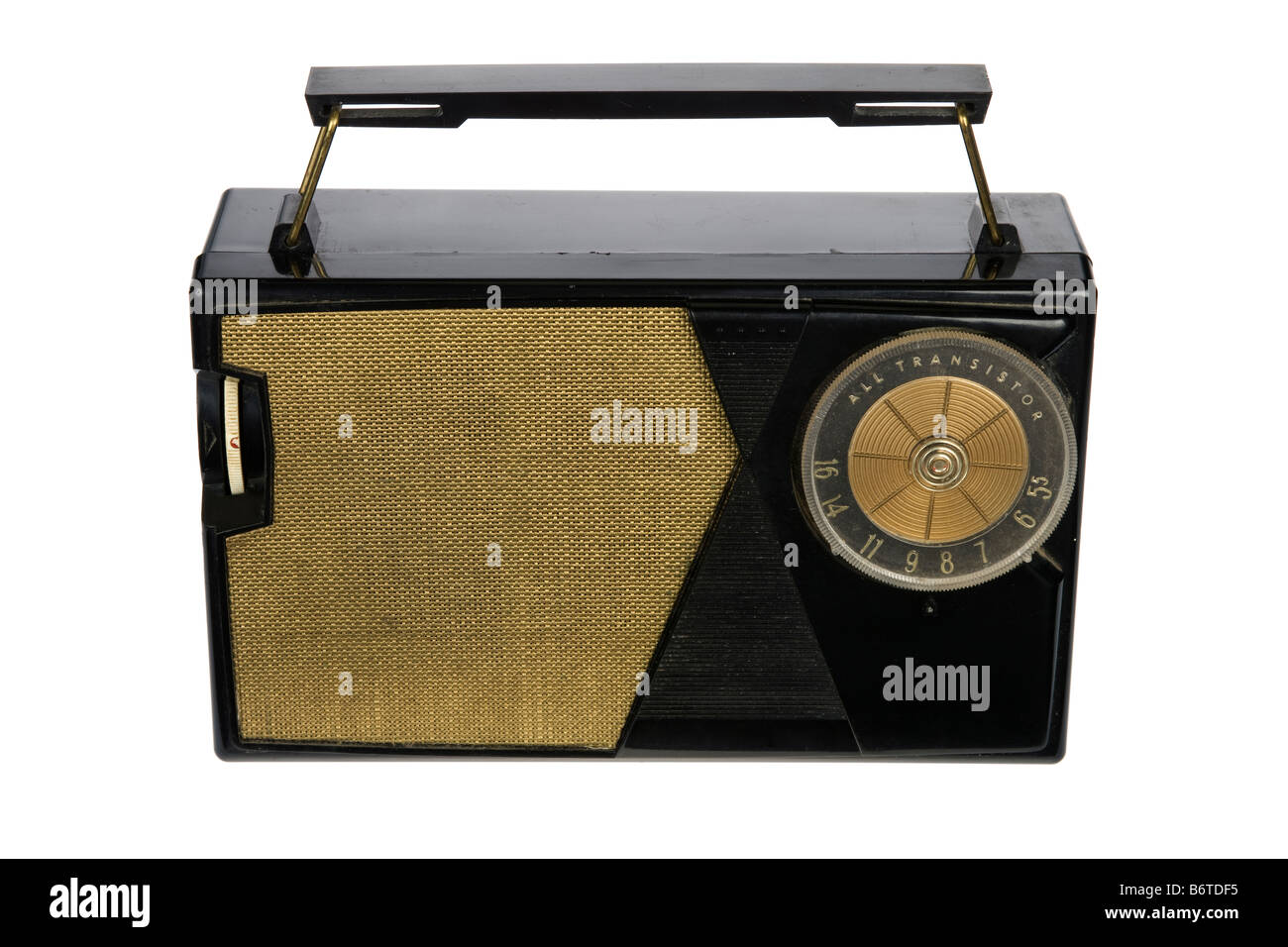 Vintage retro portable transistor radio isolated on white background ...