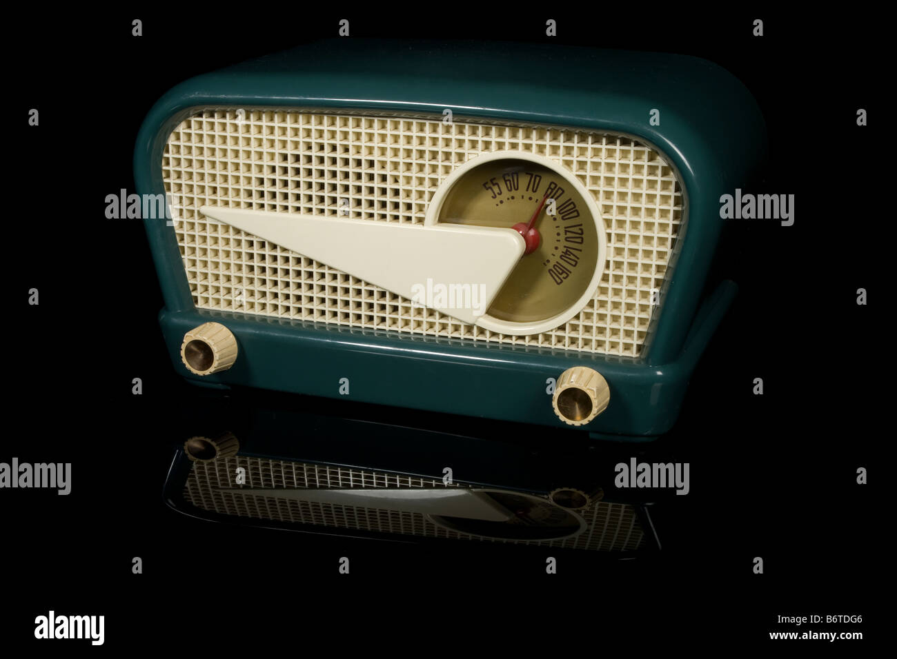 Vintage retro radio isolated on black background Stock Photo - Alamy