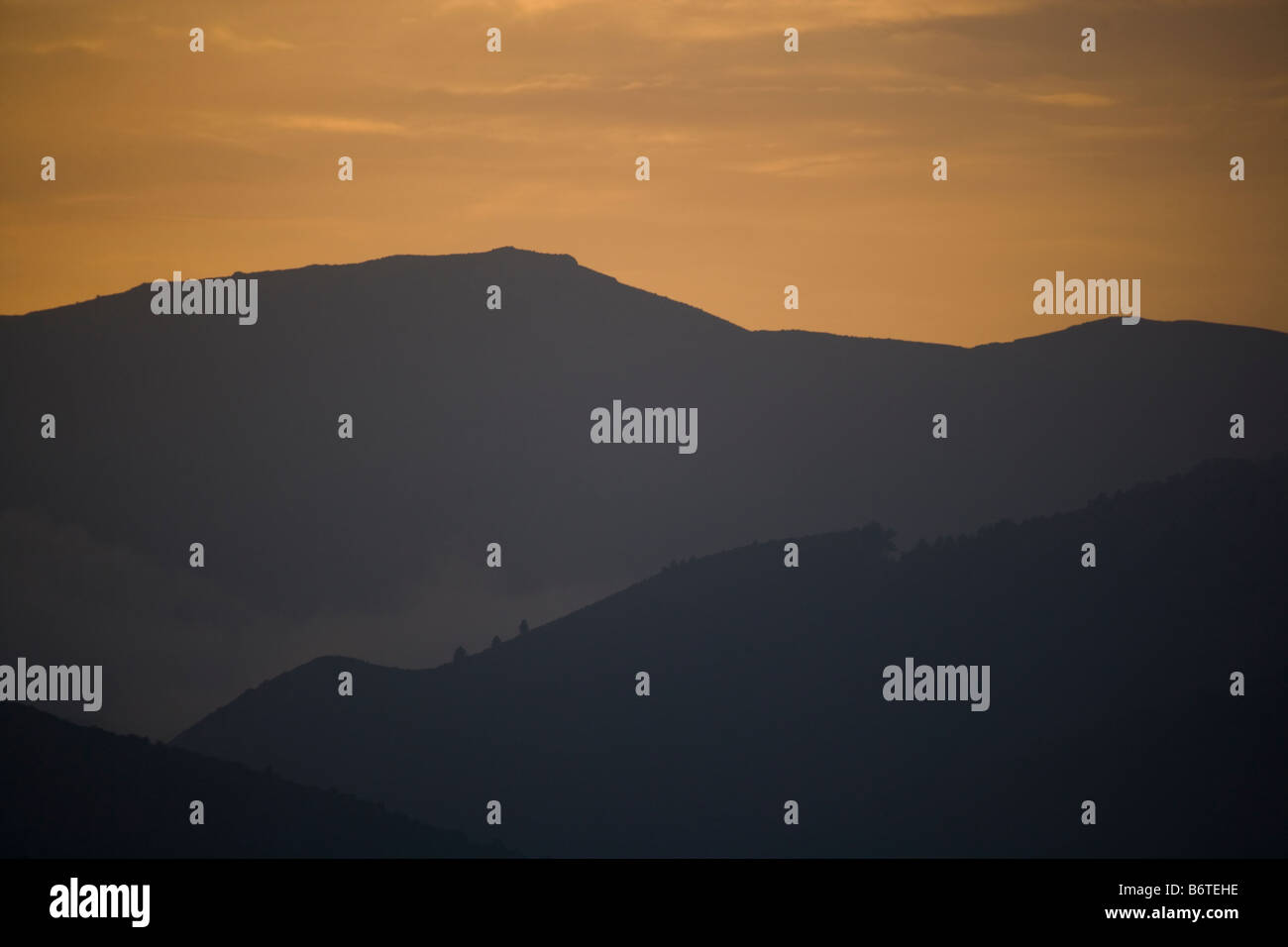 Spanish mountain sunset Stock Photo - Alamy