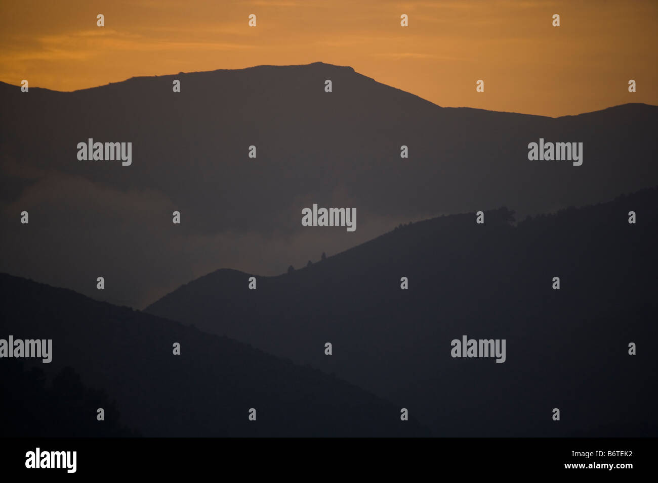 Spanish mountain sunset Stock Photo - Alamy