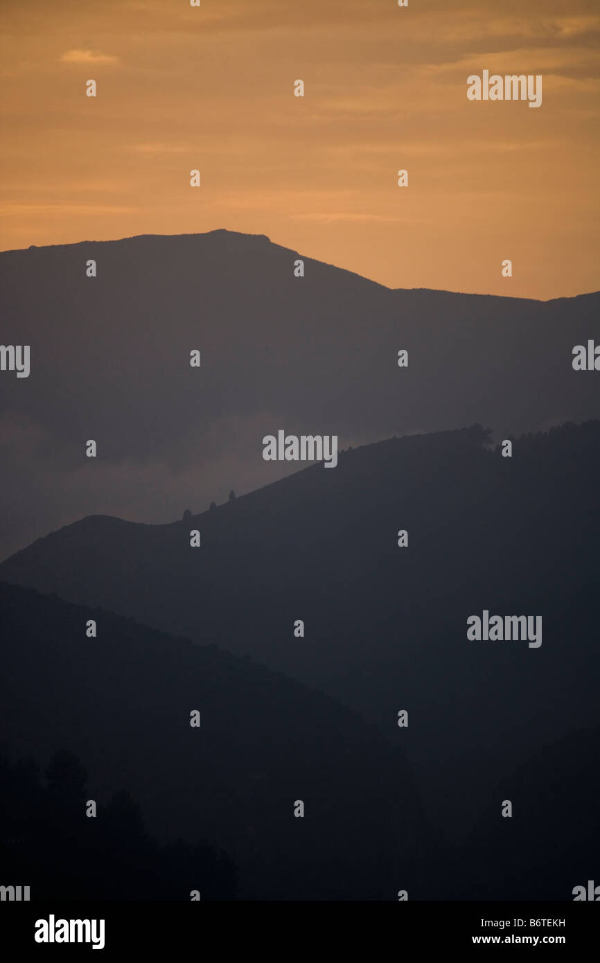 Spanish mountain sunset Stock Photo - Alamy