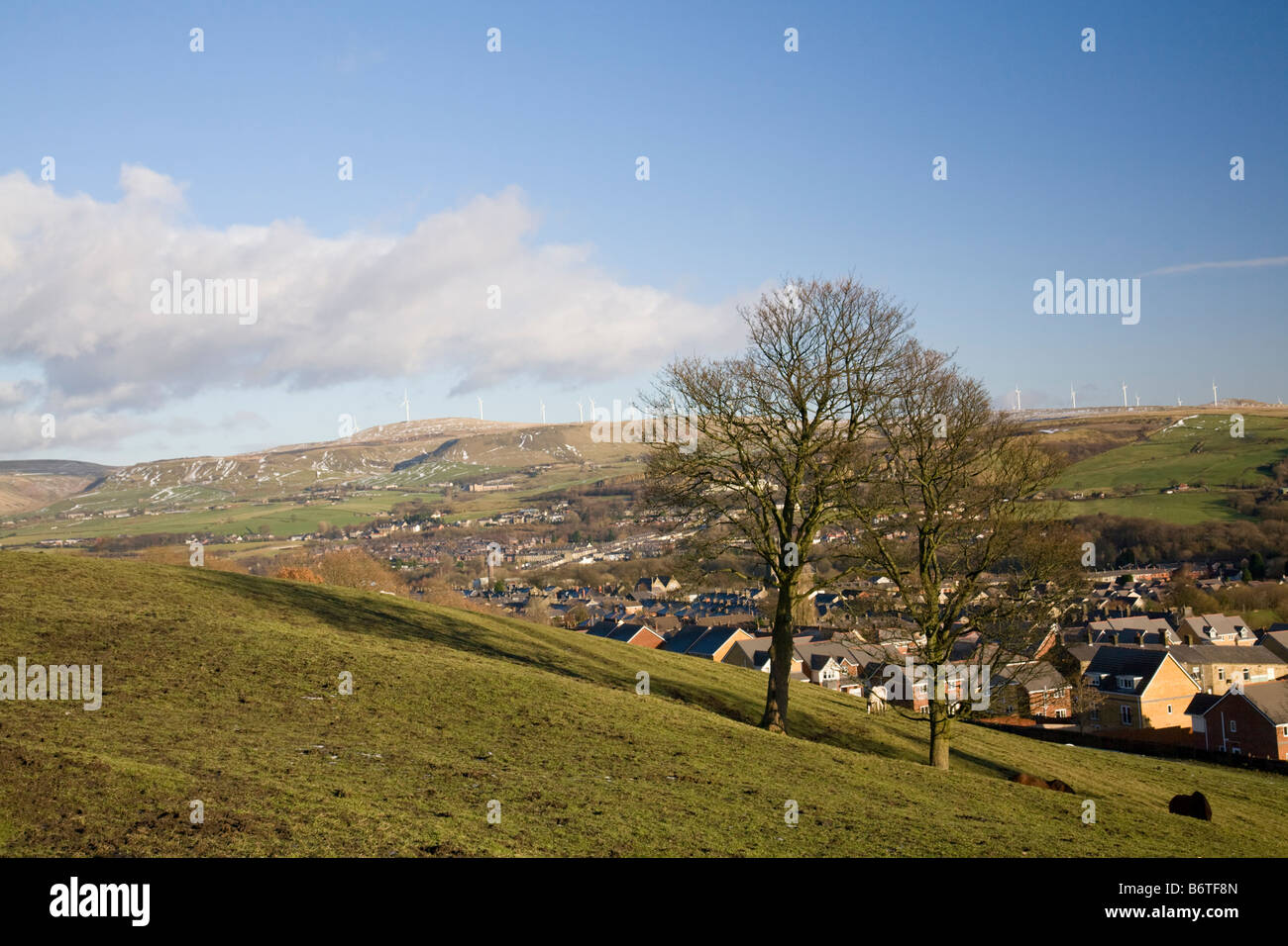 scout moor wind turbine farm on the lancashire moors above Ramsbottom ...