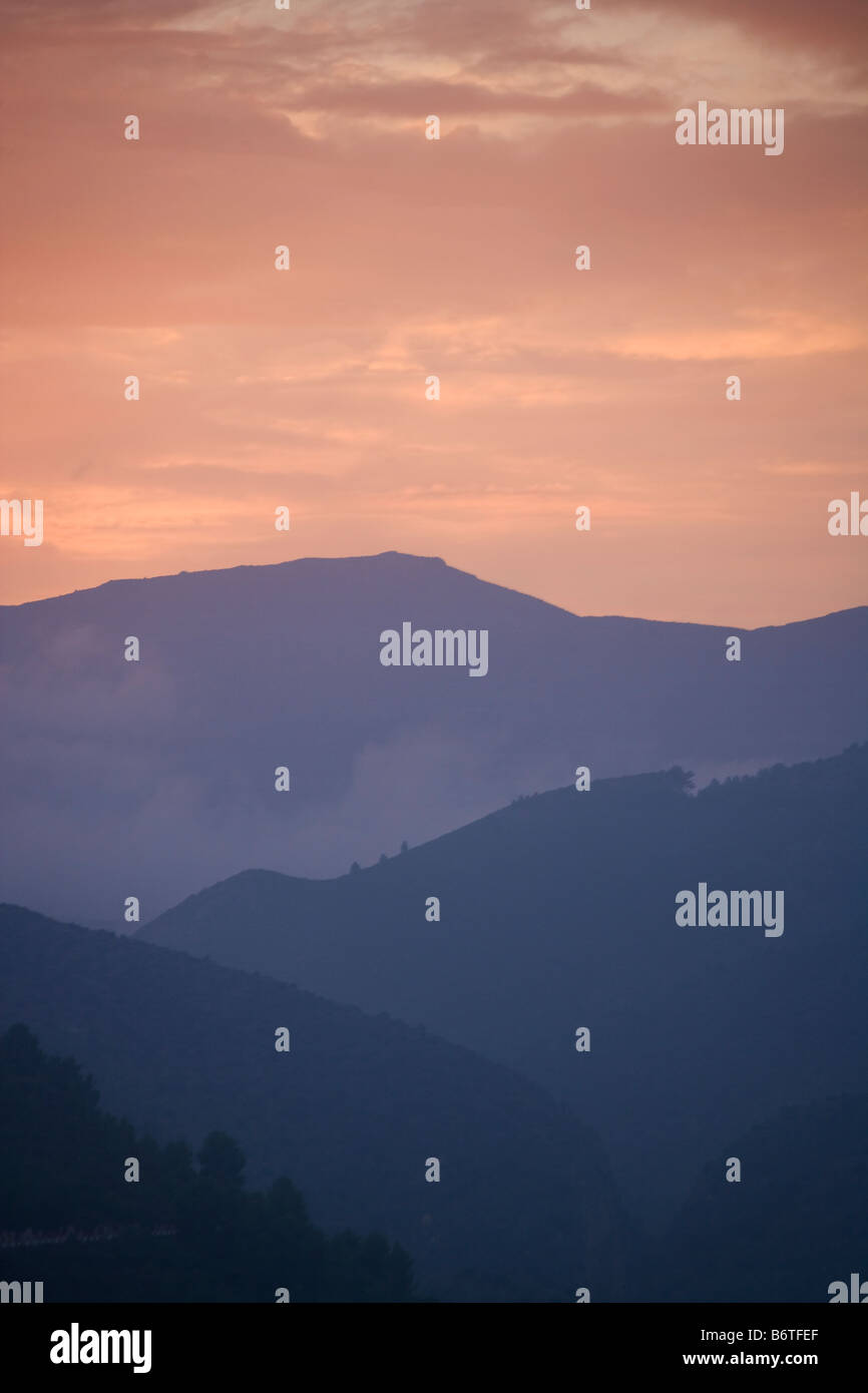 Spanish mountain sunset Stock Photo - Alamy