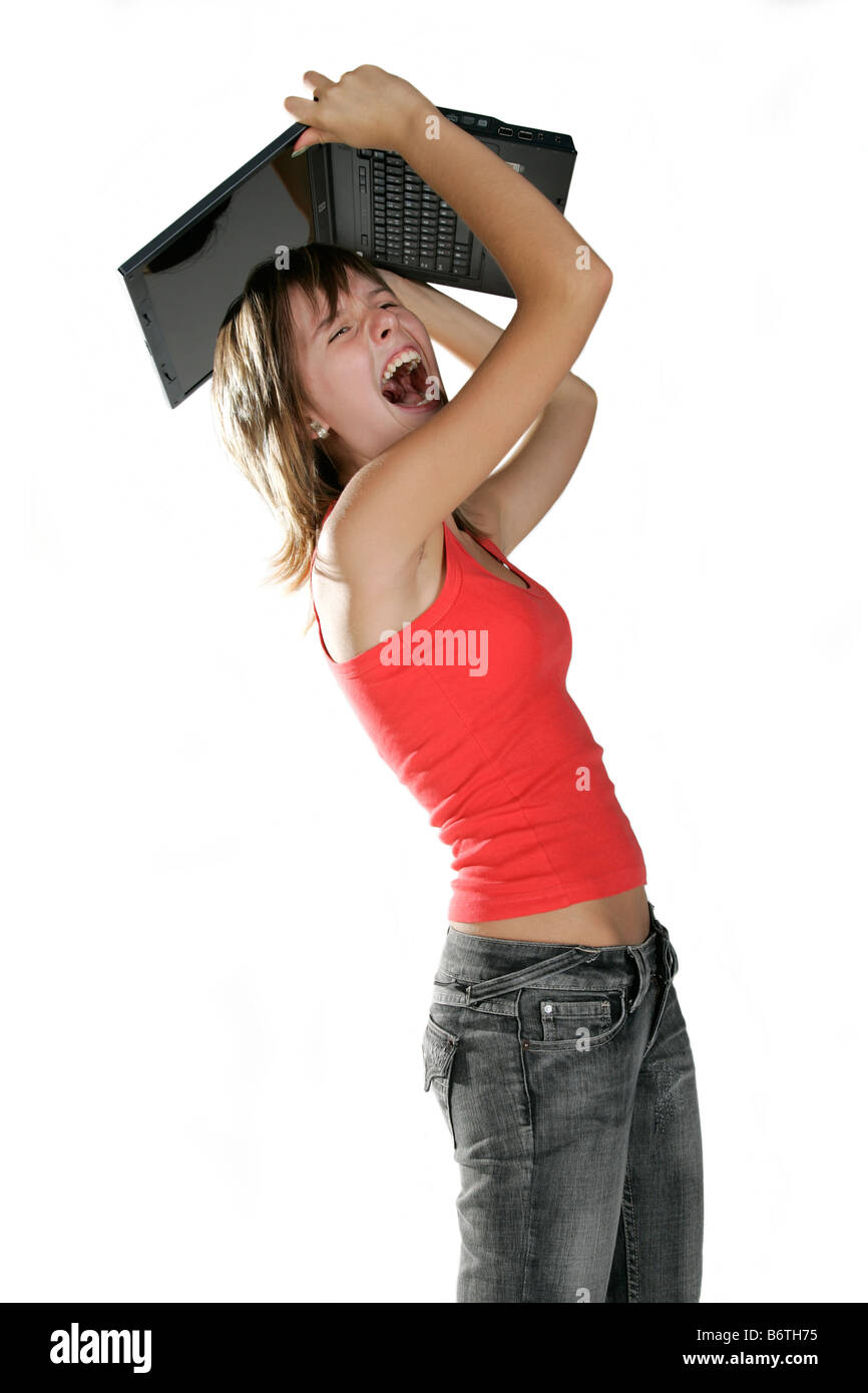 young woman scream destroy ferocious Stock Photo - Alamy