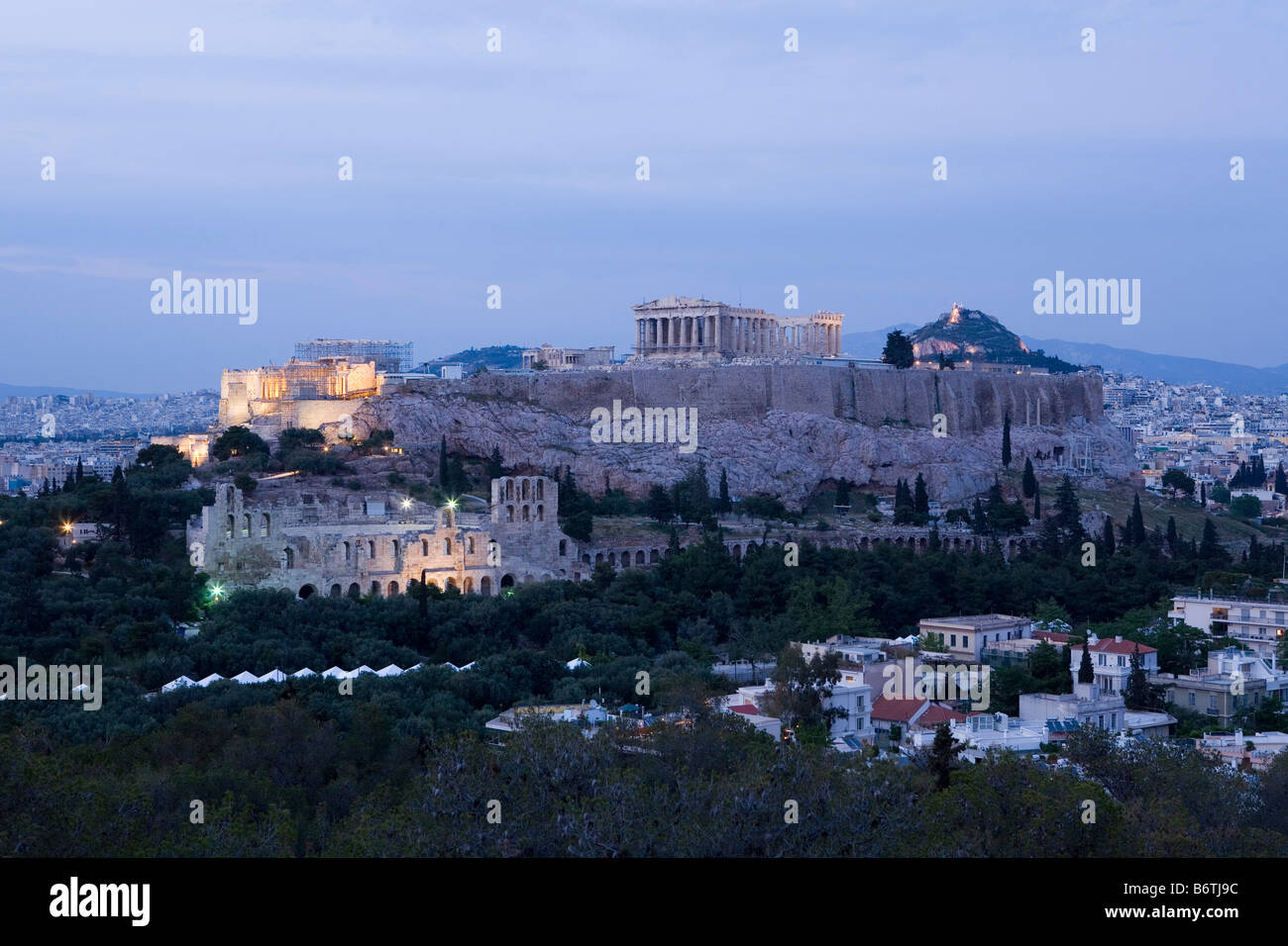 Greece Athens Acropolis in the evening Stock Photo - Alamy