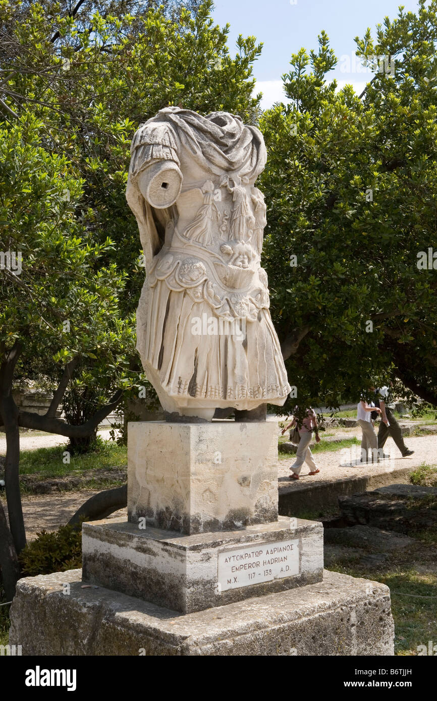 Athens, Ancient Agora, Emperor Hadrian Statue, marble sculpture ...