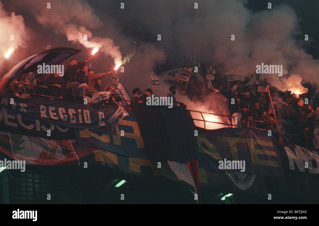 Inter milan fans with flares hi-res stock photography and images - Alamy