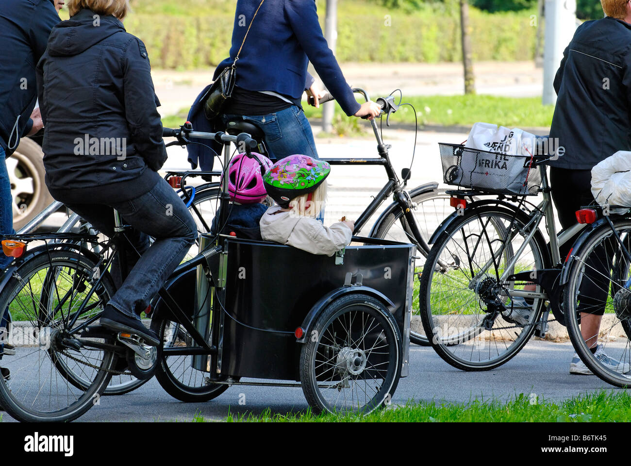 Danish kids in cycle cart Copenhagen Denmark Stock Photo - Alamy