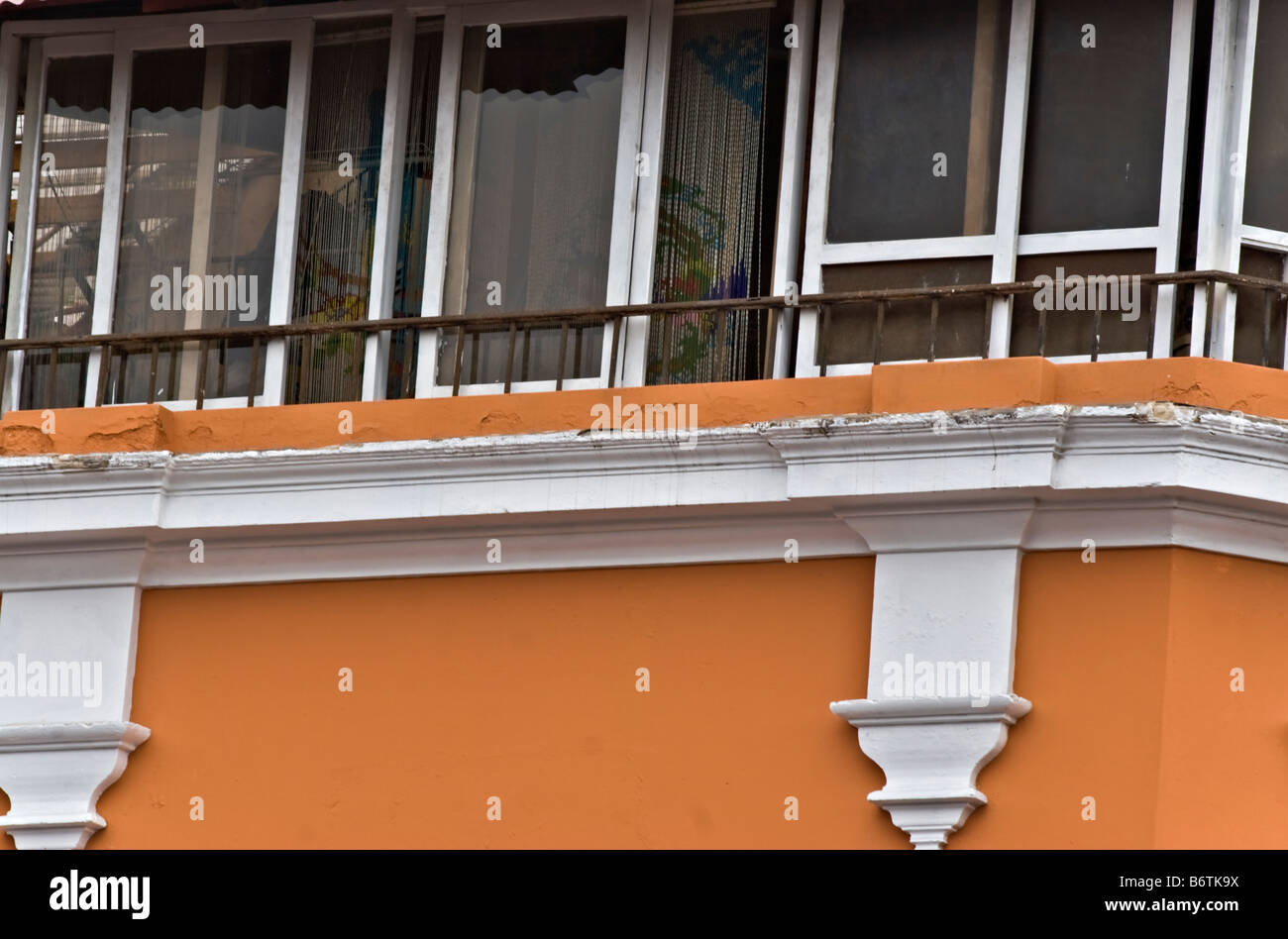 Upper floor of concrete house with glass windows, Lima, Peru Stock ...