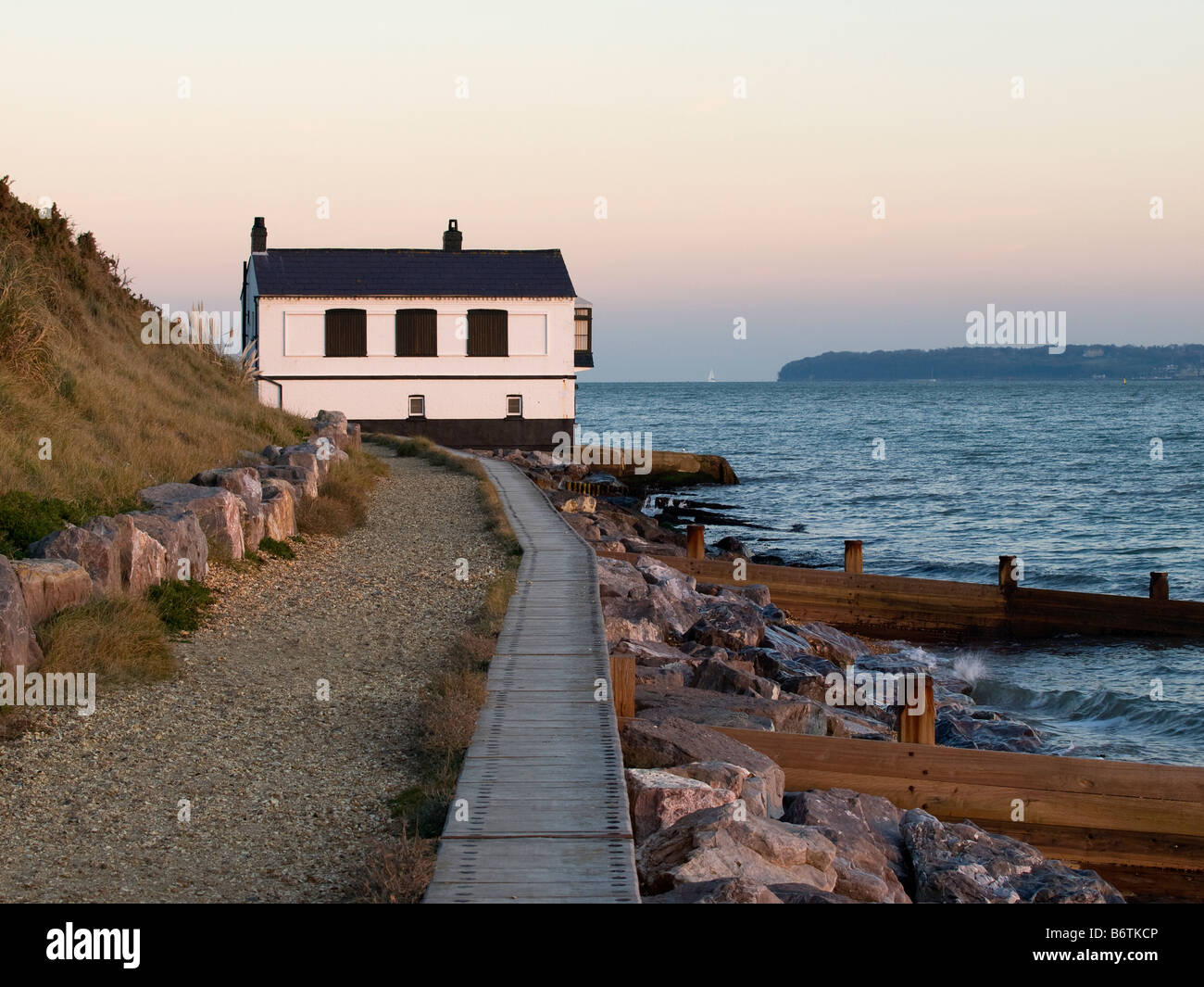 Late afternoon view of the Watch House at Lepe Hampshire UK Stock Photo ...