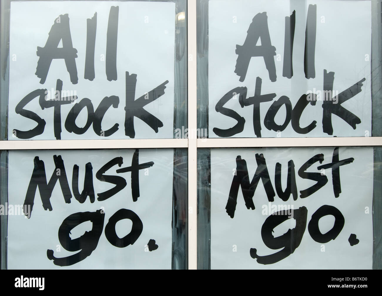 All Stock Must Go sign, symbolic of the worldwide economic downturn ...