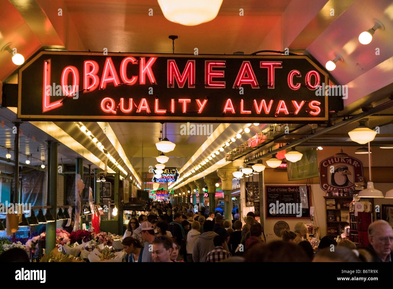 Indoor vendors at Pike Place Market, Downtown Seattle, Washington, USA ...
