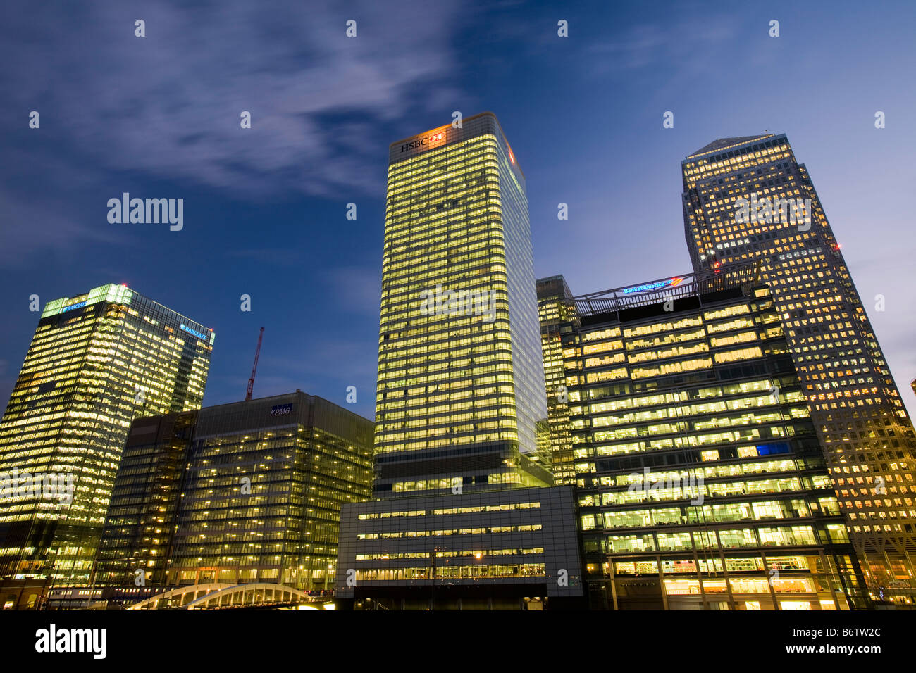 Banking and financial sector buildings at Canary Wharf in London UK ...