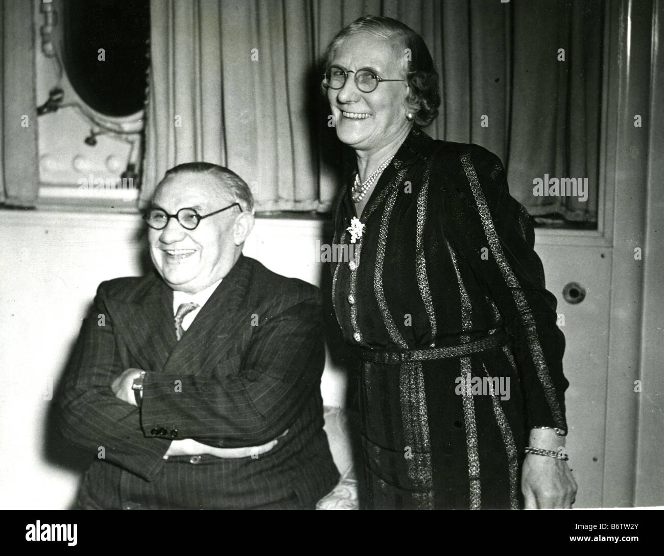 ERNEST BEVIN Labour politician with his wife in 1946 on the Queen ...