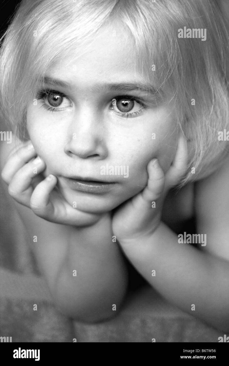 Portrait child girl close up Black and White Stock Photos & Images - Alamy