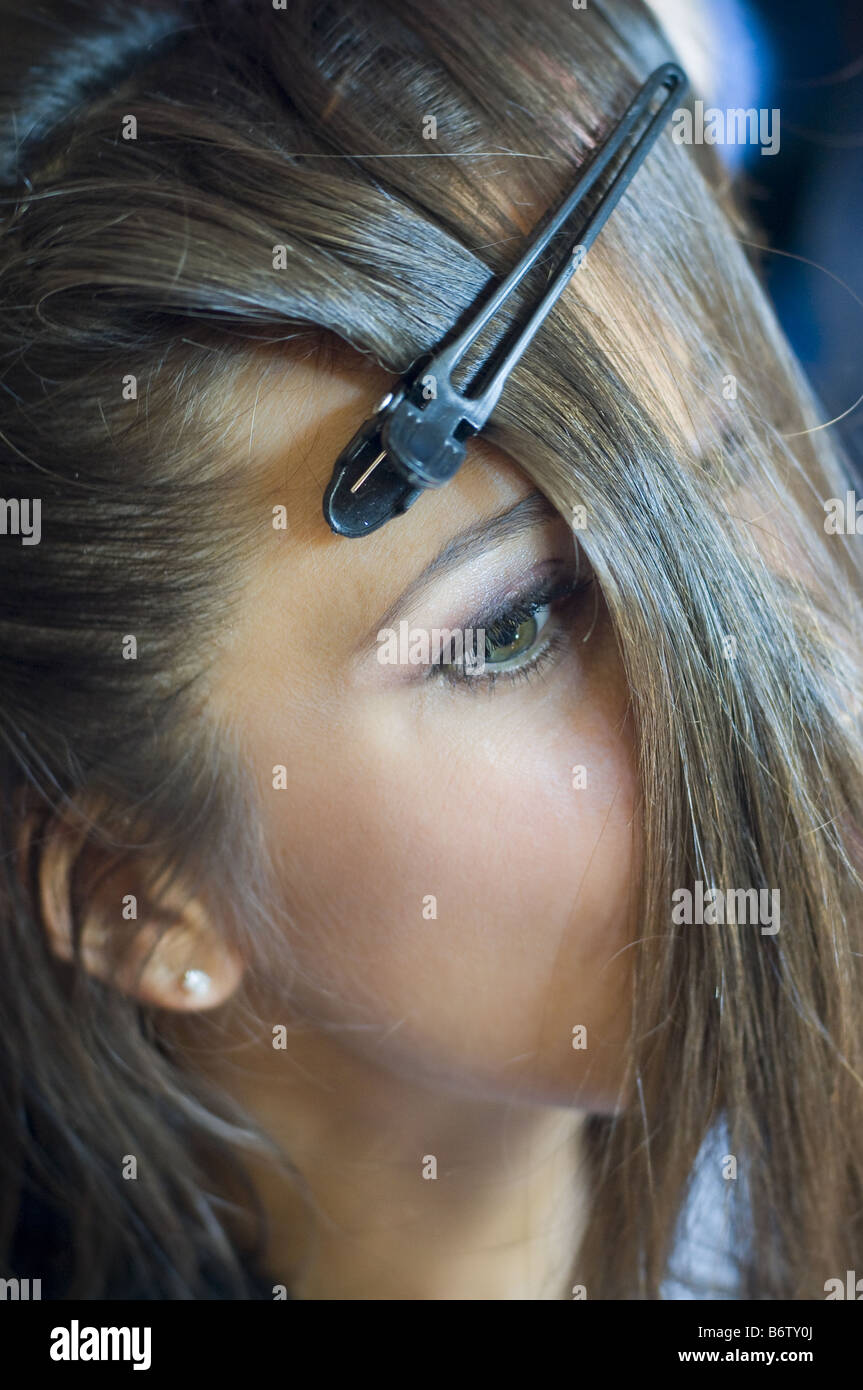 Woman getting her hair done Stock Photo - Alamy
