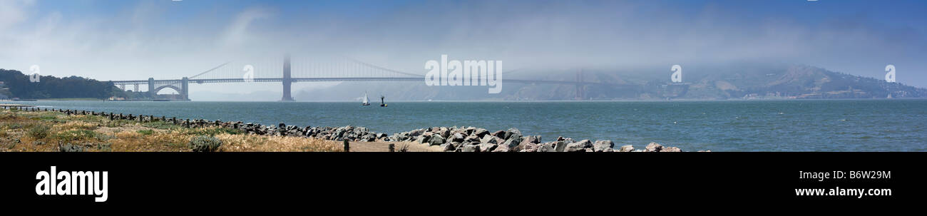 Panoramic shot of the Golden gate bridge in San Fransisco Horizontal ...