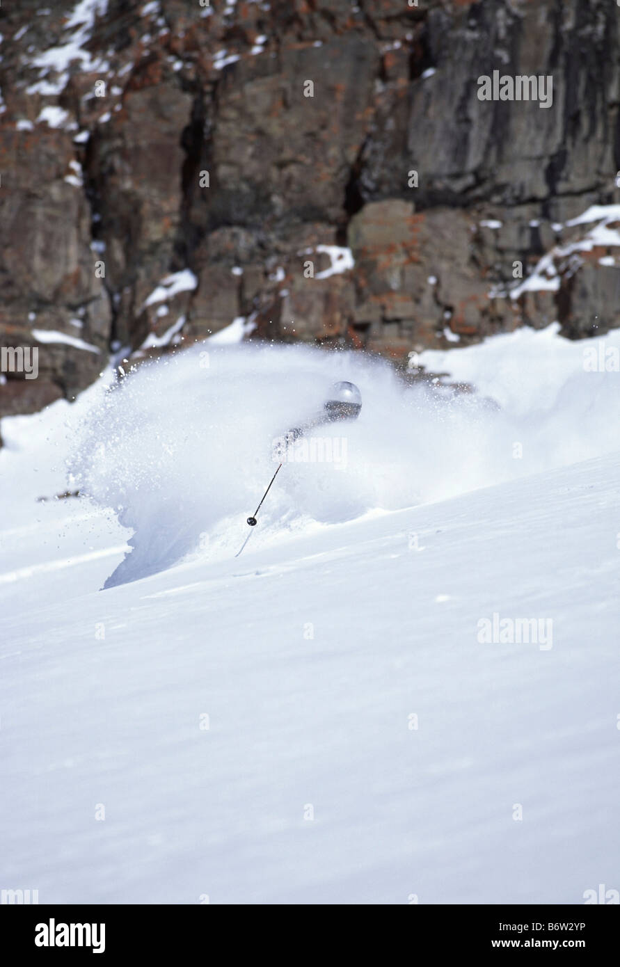 Skier Descending A Steep Slope High Resolution Stock Photography and ...