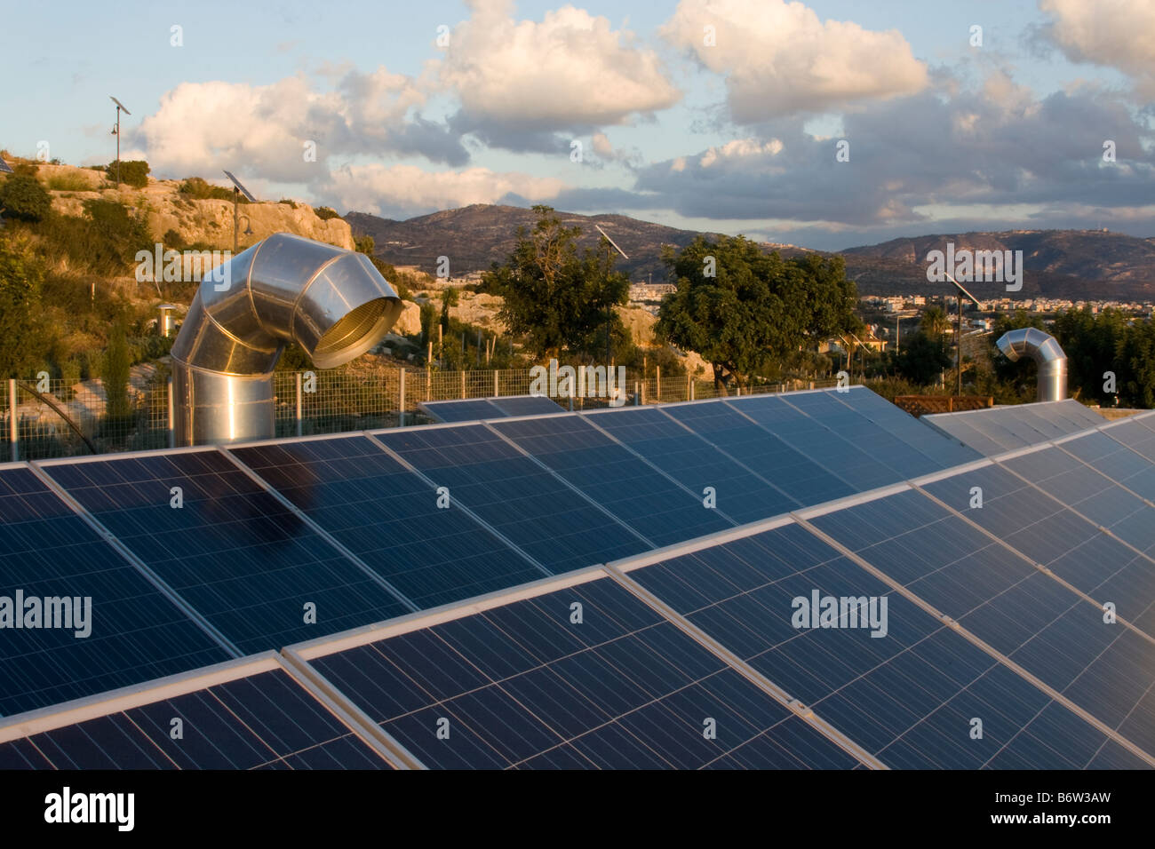 Peyia, Community Centre, with solar panels fitted to the roof Cyprus ...