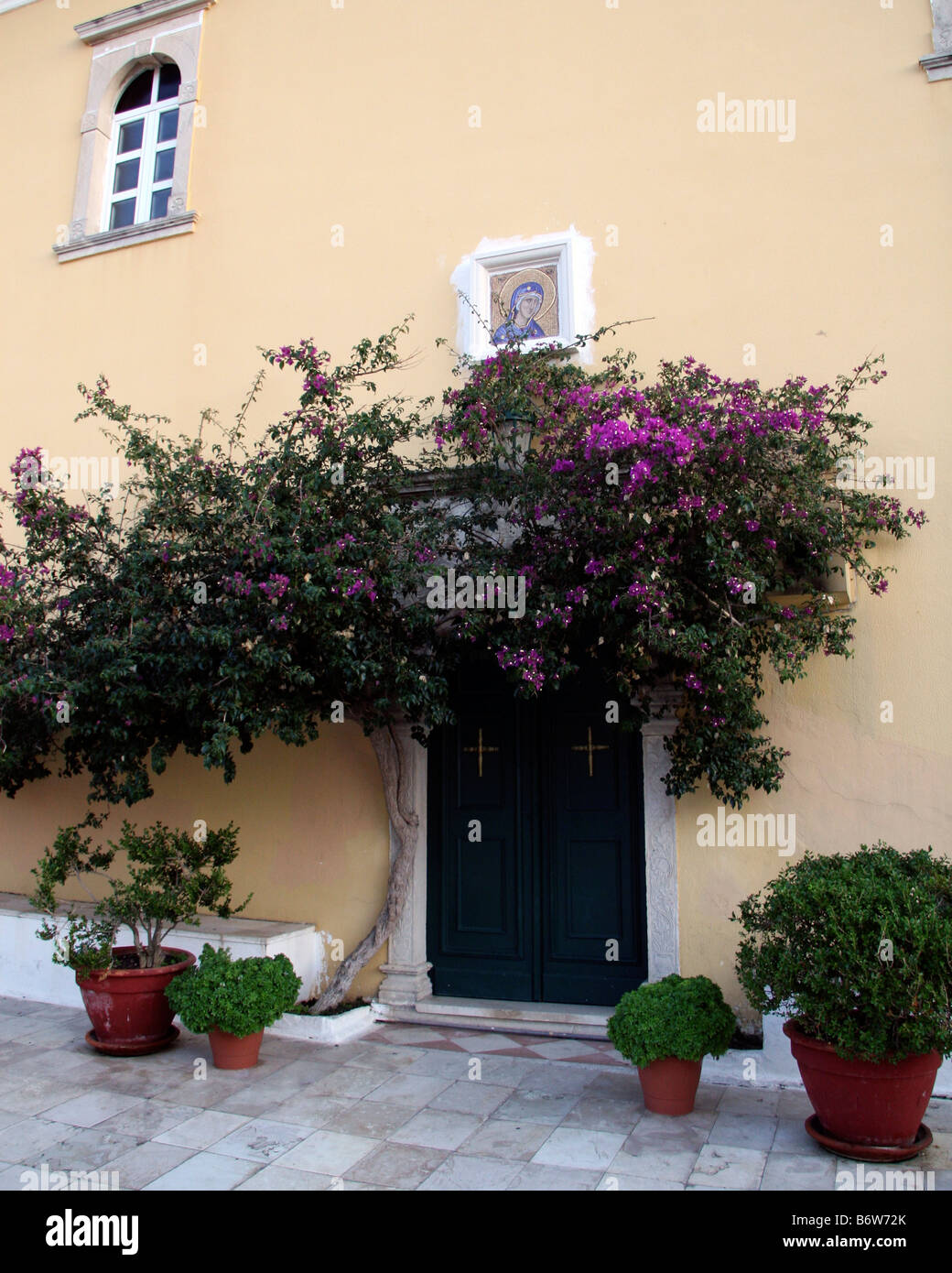 Doorway of the byzantine Monastery at Paleokastritsa, Corfu, Greece ...