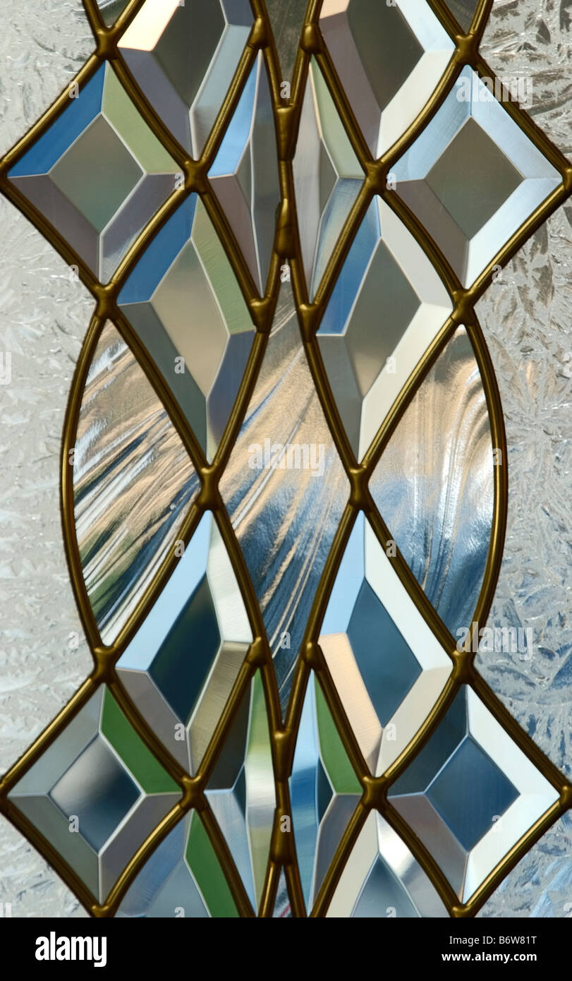 Detail frosted and bevel glass in door Stock Photo - Alamy
