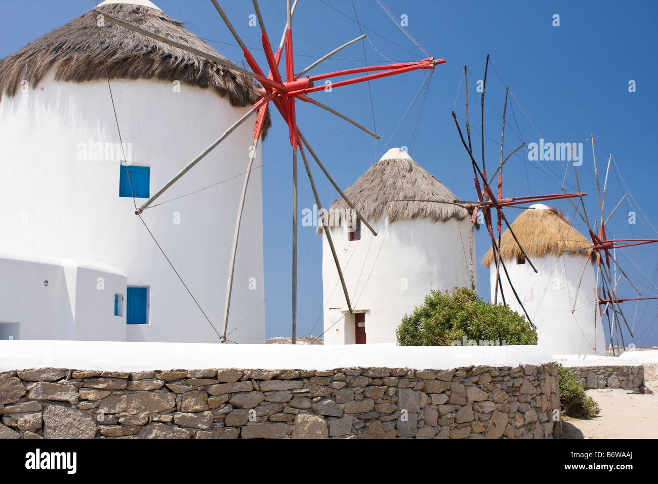 Traditional Old Greek Windmills, Mykonos, The Cyclades Islands, Greece ...