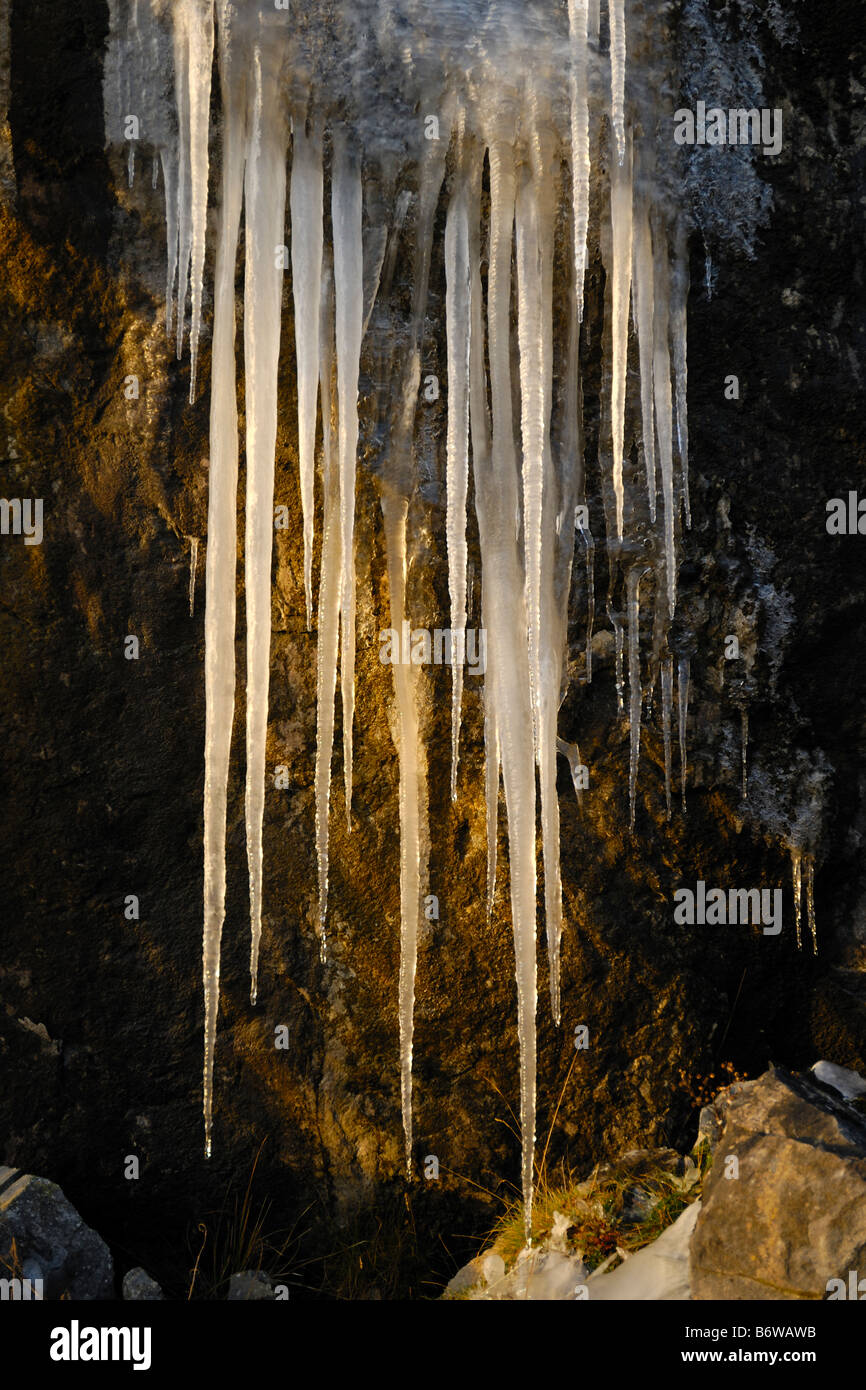Melting icicle formations, Glenshee, Scotland Stock Photo - Alamy