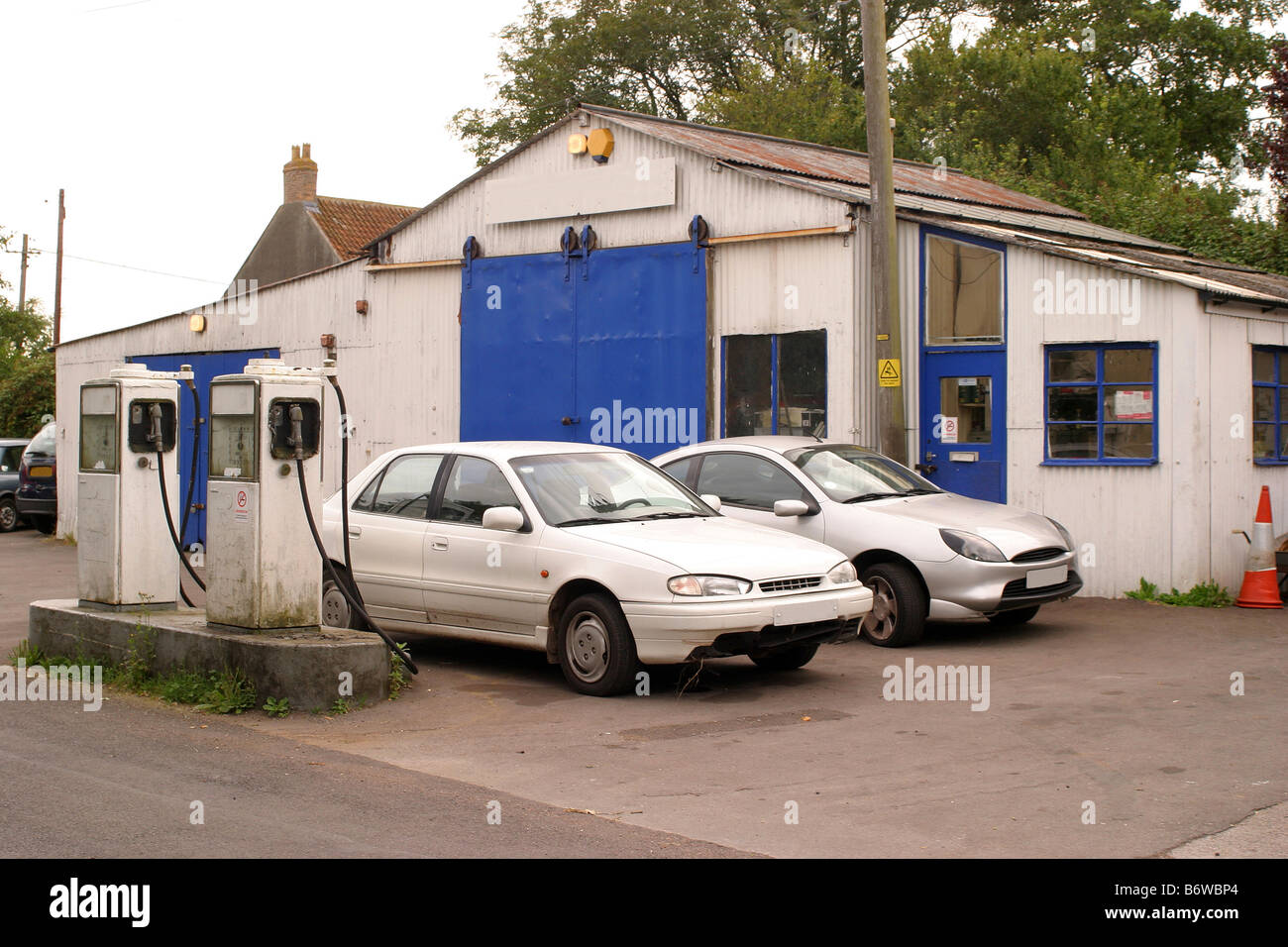 Small Rural Garage and filling station Stock Photo - Alamy