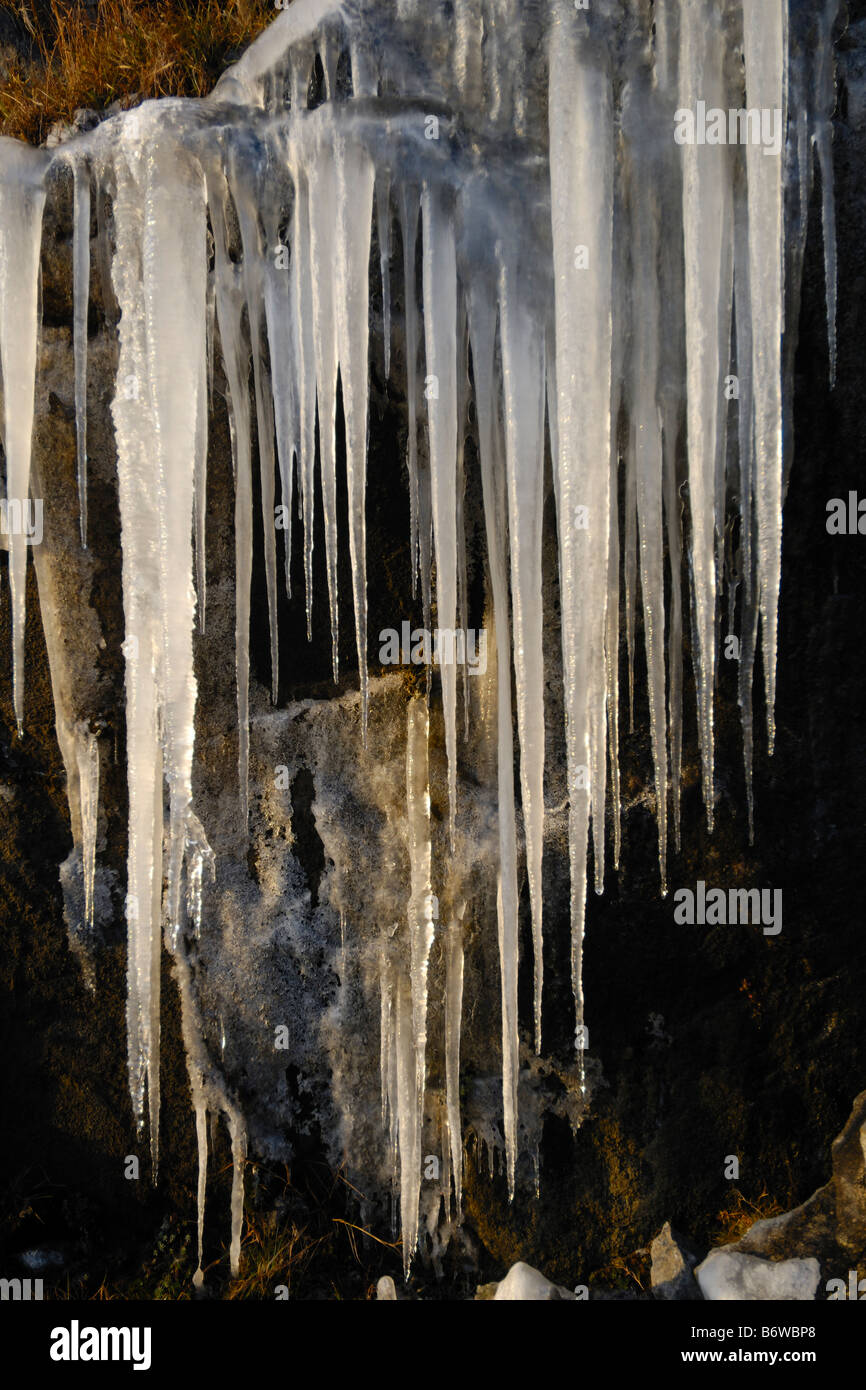 Melting icicle formations, Glenshee, Scotland Stock Photo - Alamy