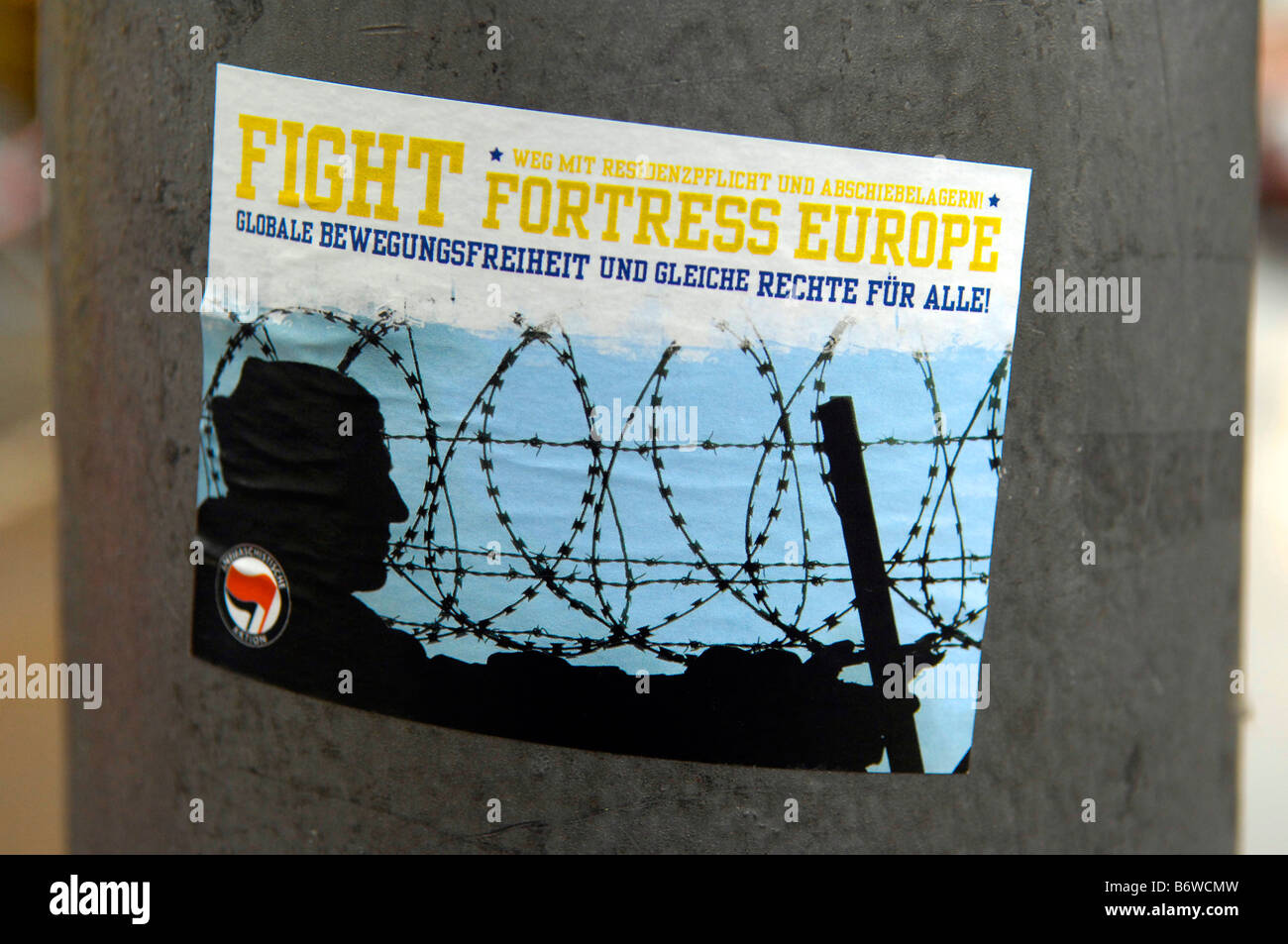 fight fortress europe anti-fascist action sticker berlin germany ...