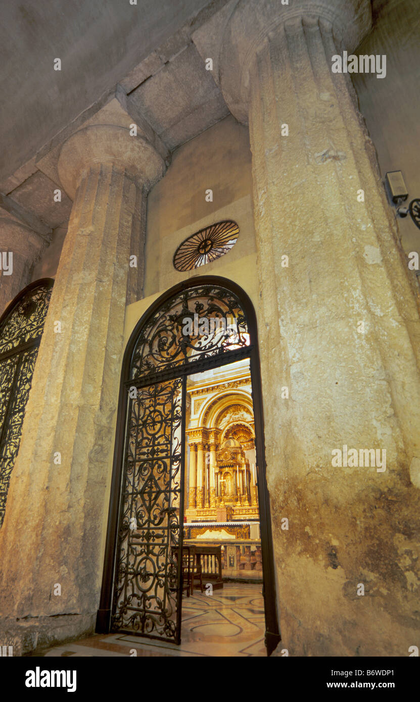 Cathedral interior Doric columns of Greek Temple of Athena at Syracuse ...