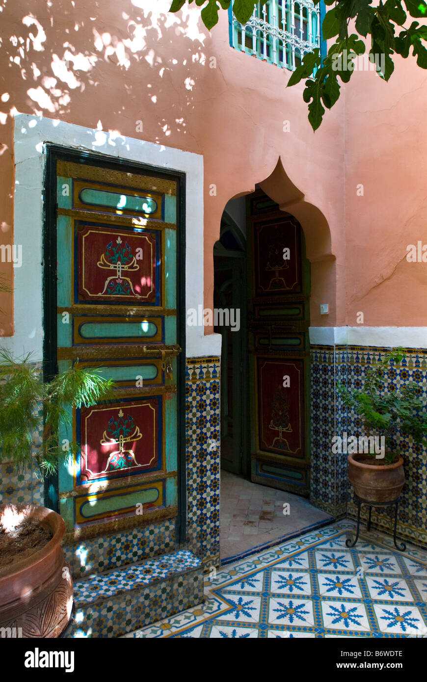 Riad interior courtyard in the Medina, Marrakech, Morocco, North Africa ...