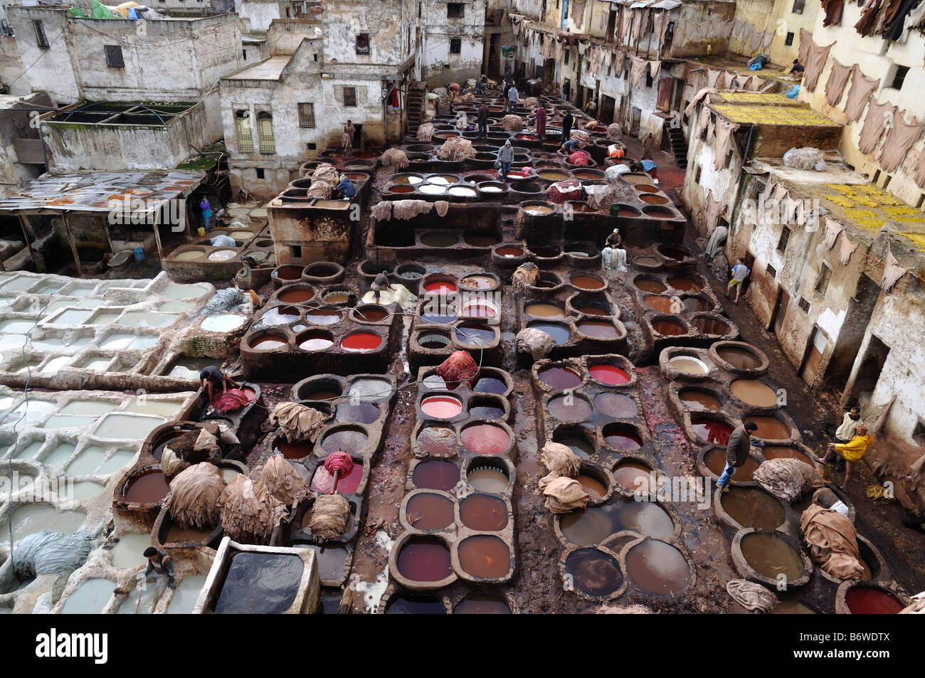 Aerial view of the tannery in Fes, Morocco Stock Photo - Alamy