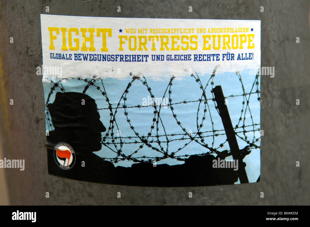 fight fortress europe anti-fascist action sticker berlin germany ...
