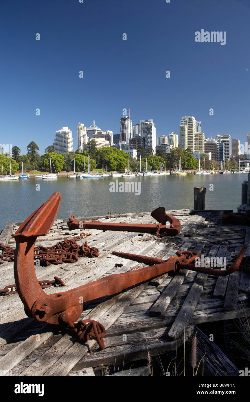 Old Anchors and Wharf Brisbane River Brisbane Queensland Australia ...
