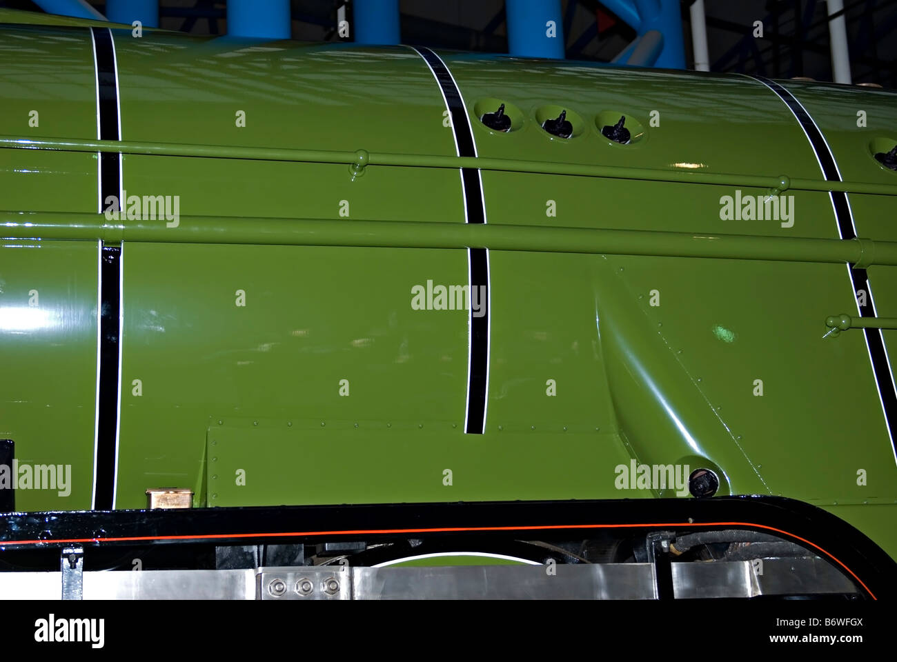 The Apple Green paintwork on the boiler of the new A1 steam locomotive ...
