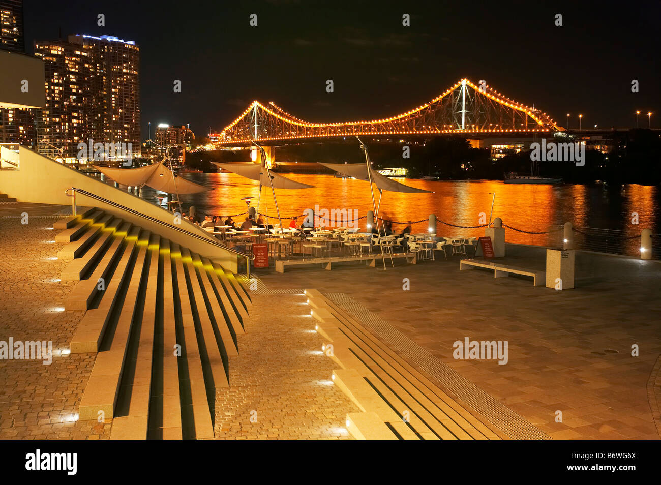 Brisbane Waterfront Brisbane River and Story Bridge at Night Brisbane ...
