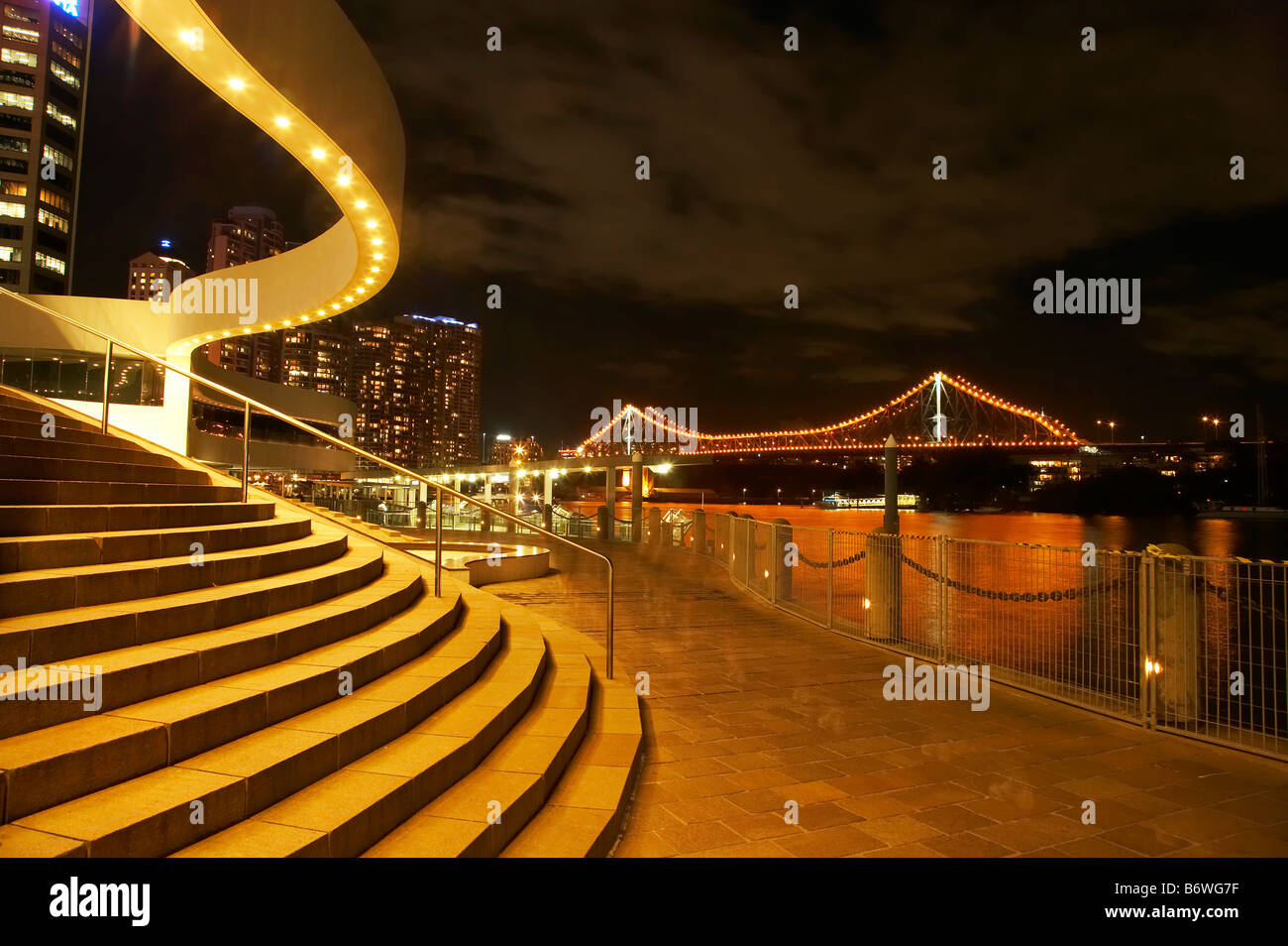 Brisbane Waterfront Brisbane River and Story Bridge at Night Brisbane ...