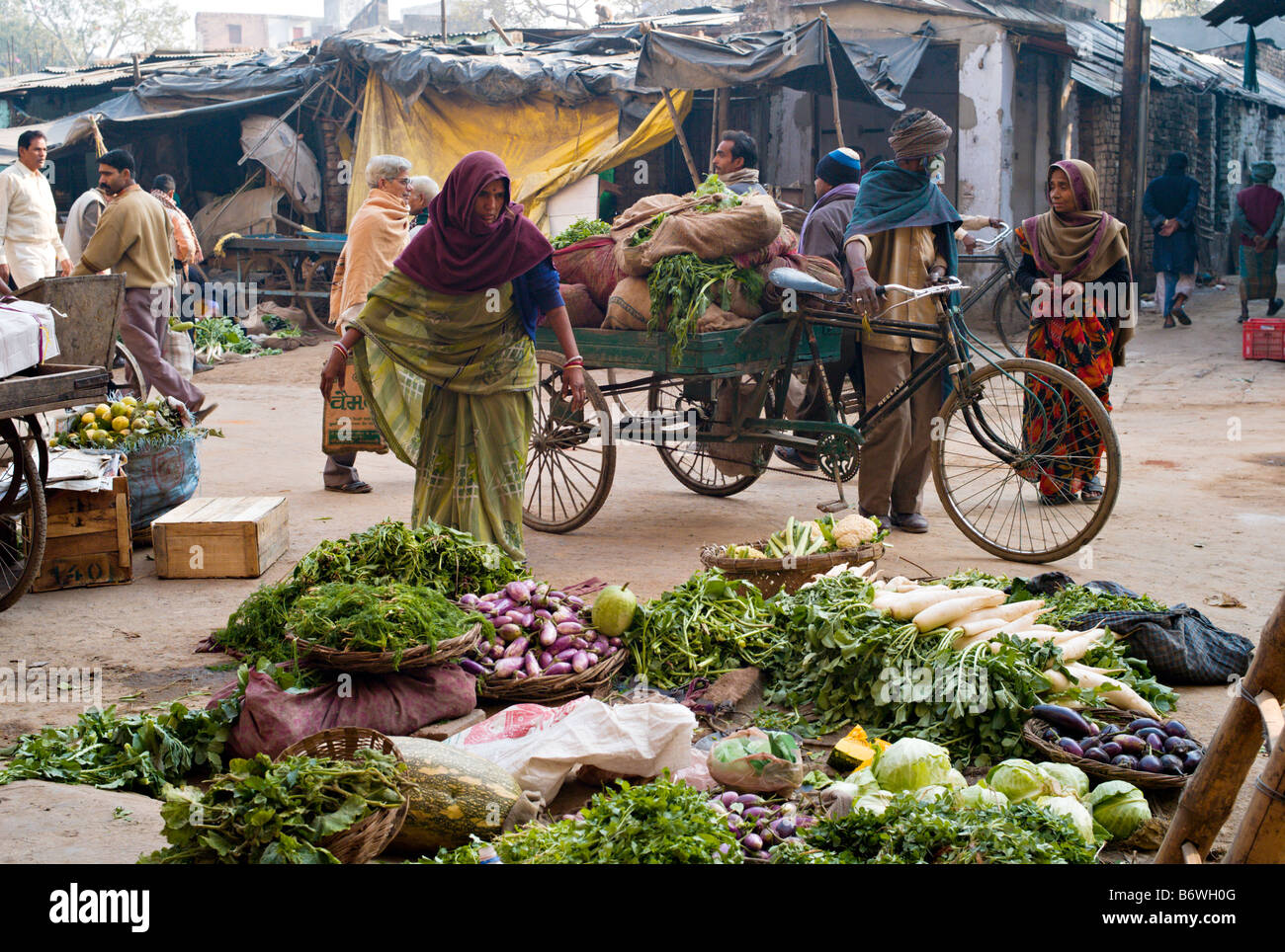 India uttar pradesh varanasi woman street market hi-res stock ...