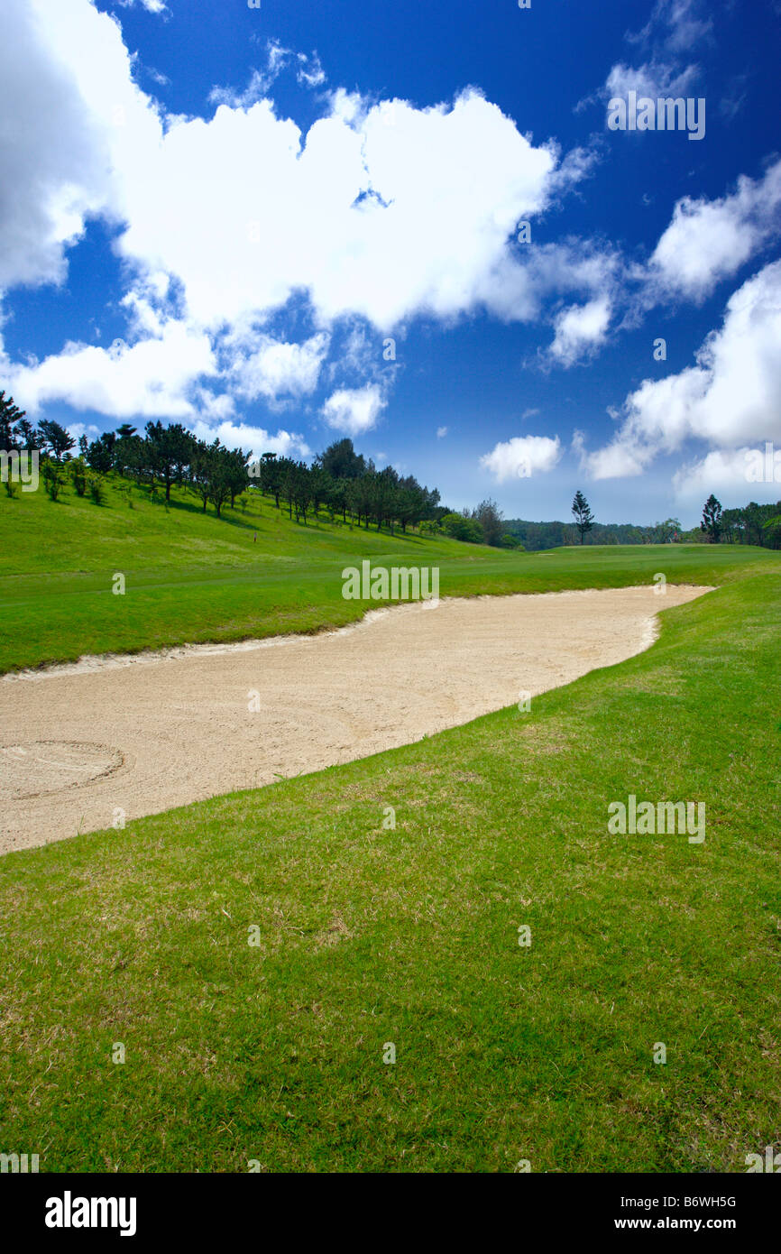 Sand trap in golf course Stock Photo - Alamy