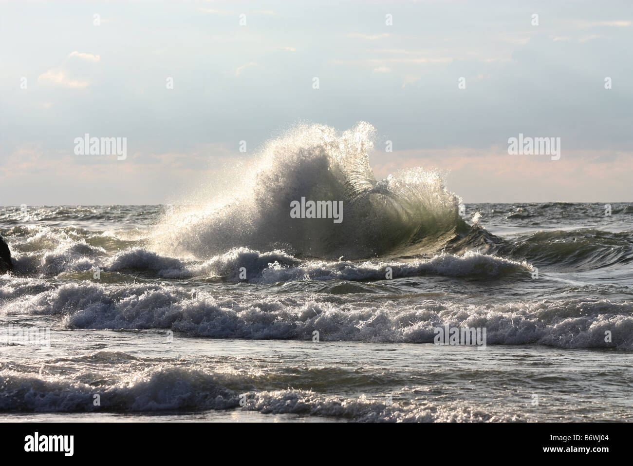 Large waves colliding with each other on Lake Michigan Stock Photo - Alamy